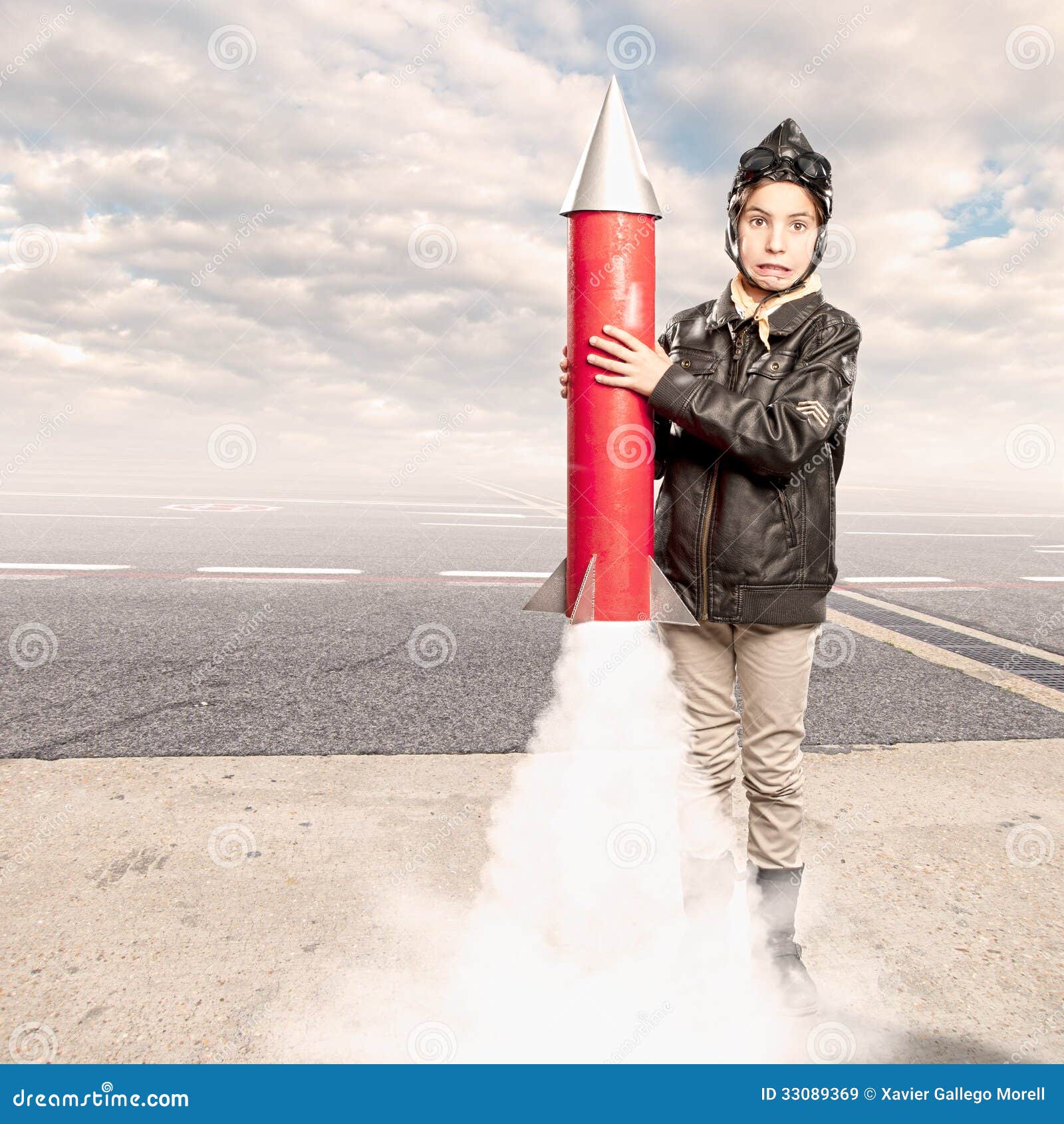 Little Aviator Holding a Rocket Stock Image - Image of fantasy, explore ...