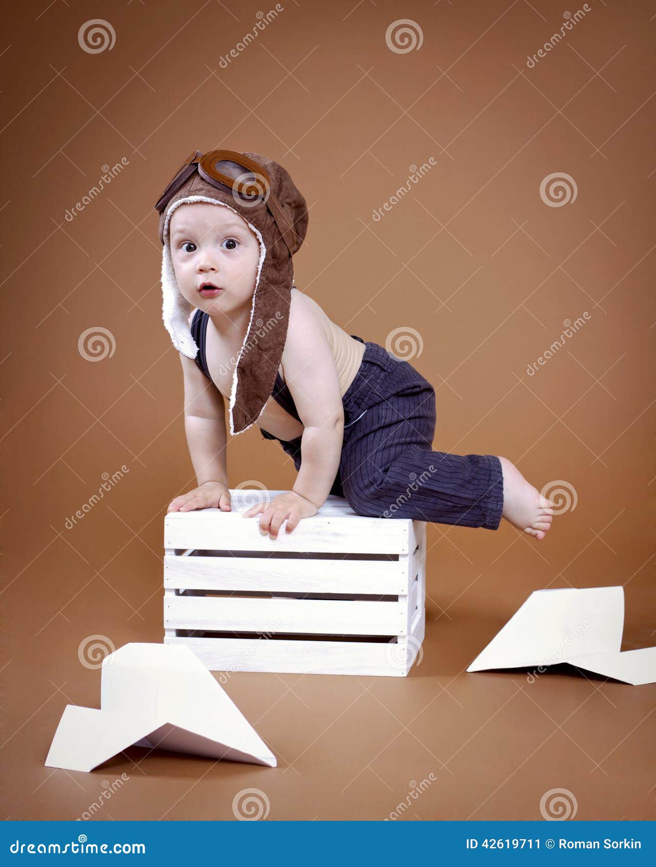 Little baby aviator stock image. Image of aviation, caucasian - 42619711