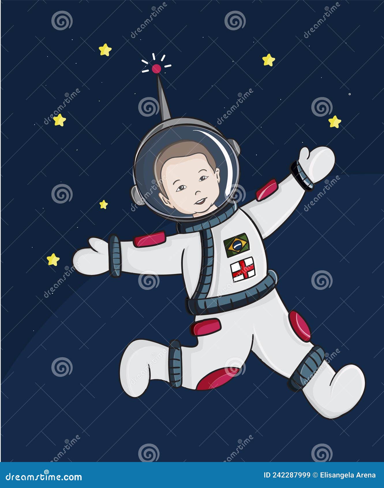 Little Baby Boy Astronaut in he Space Stock Vector - Illustration of ...