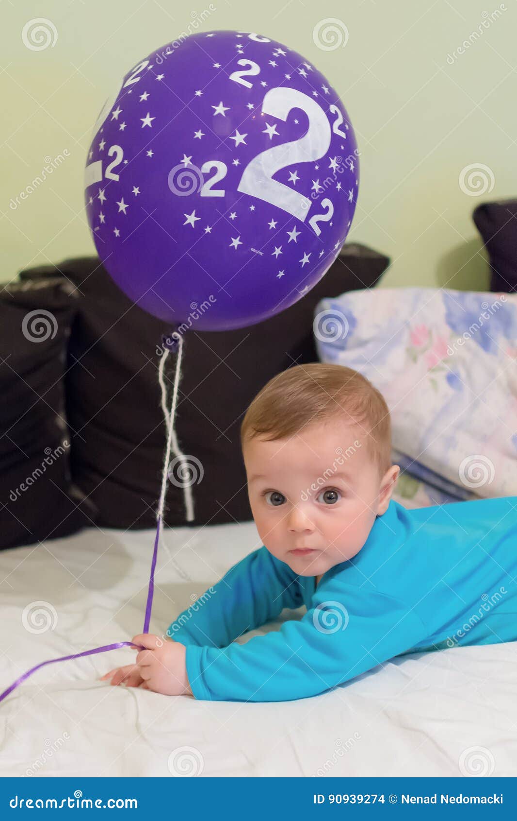 Little Baby Boy with Balloon Stock Photo - Image of cheerful, home ...