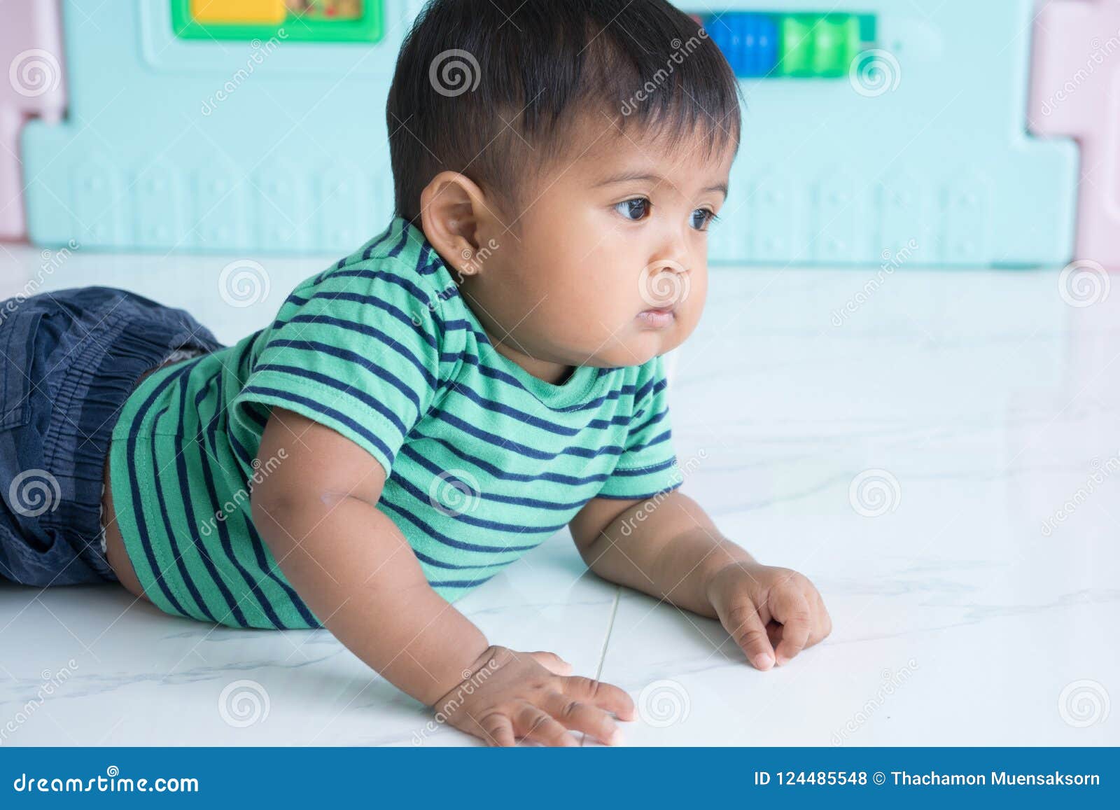 Cute Little Baby Boy Crawling on Floor Stock Photo - Image of babyhood ...