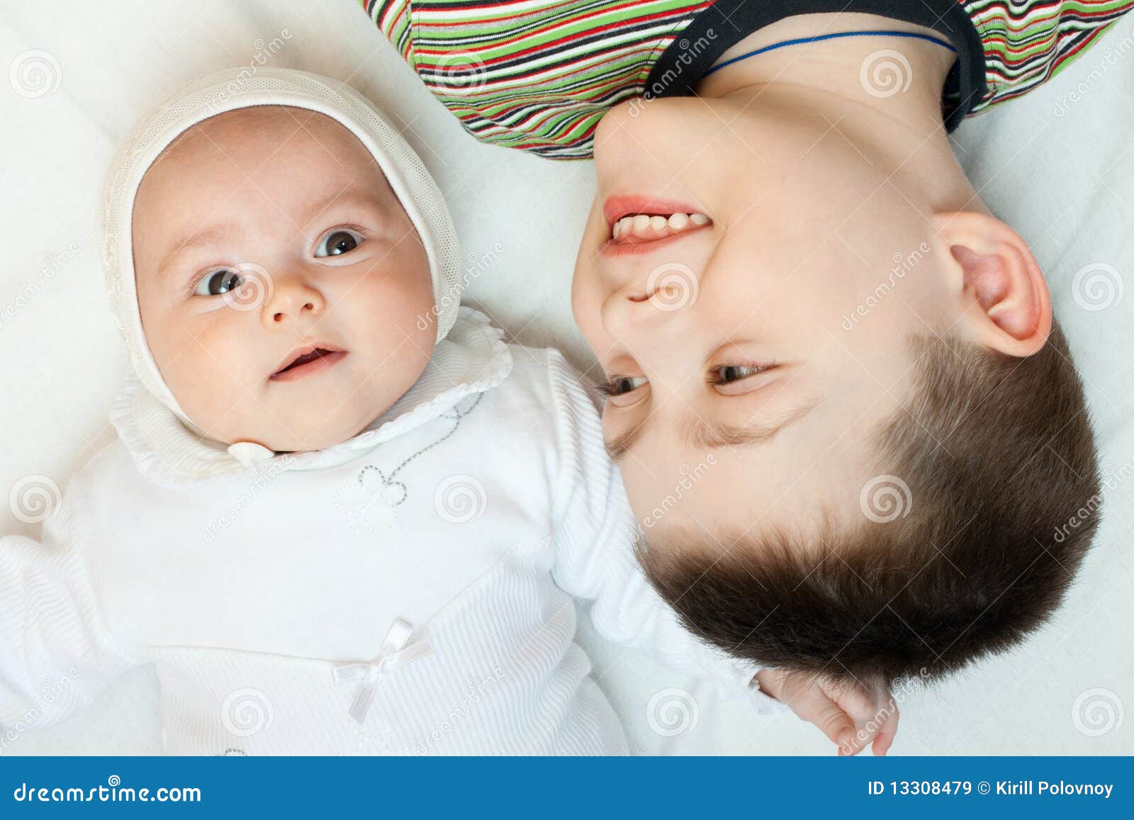 Little baby with brother stock image. Image of happiness - 13308479