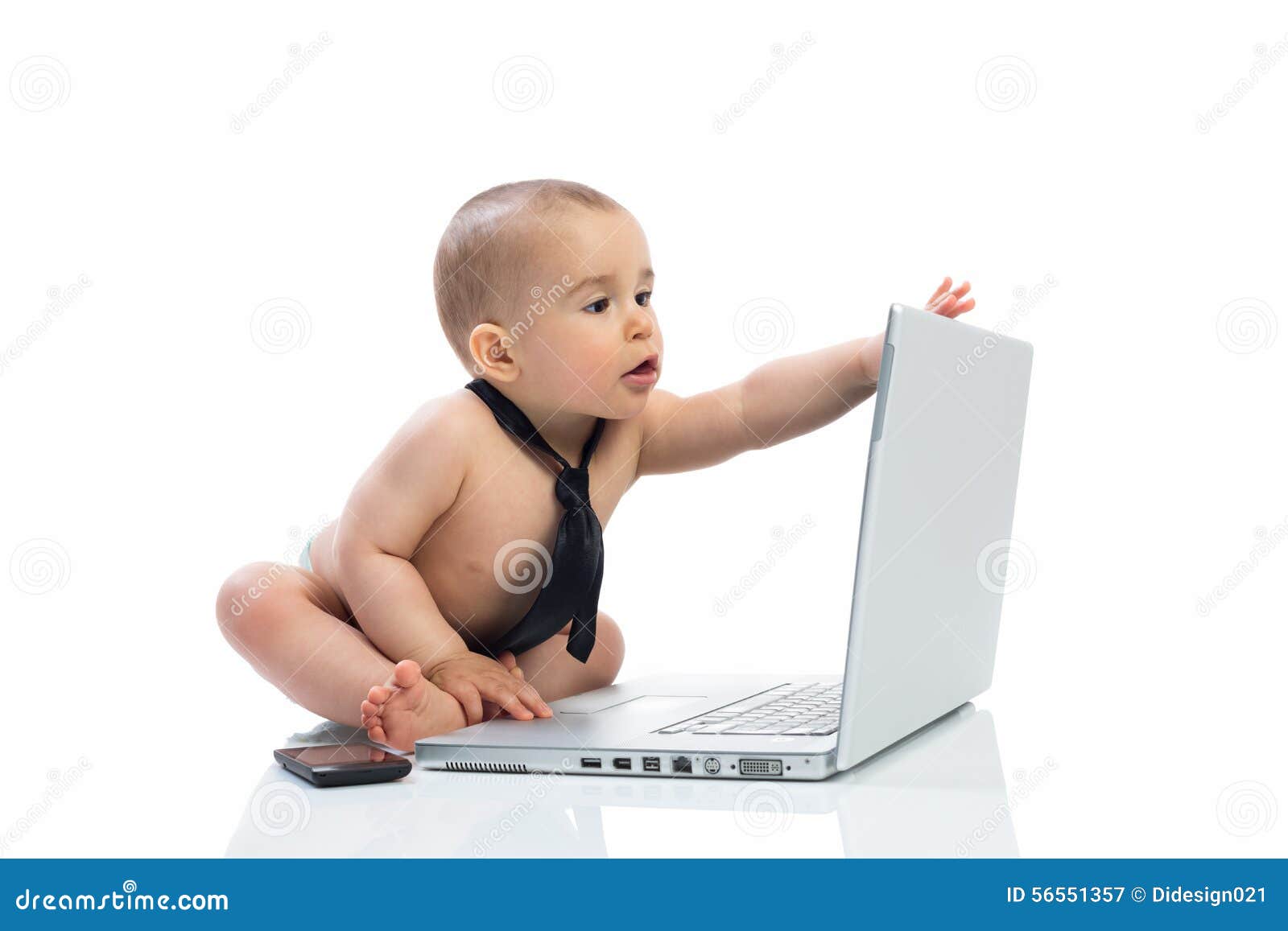Little Baby Businessman Using Computer Stock Image - Image of happiness ...
