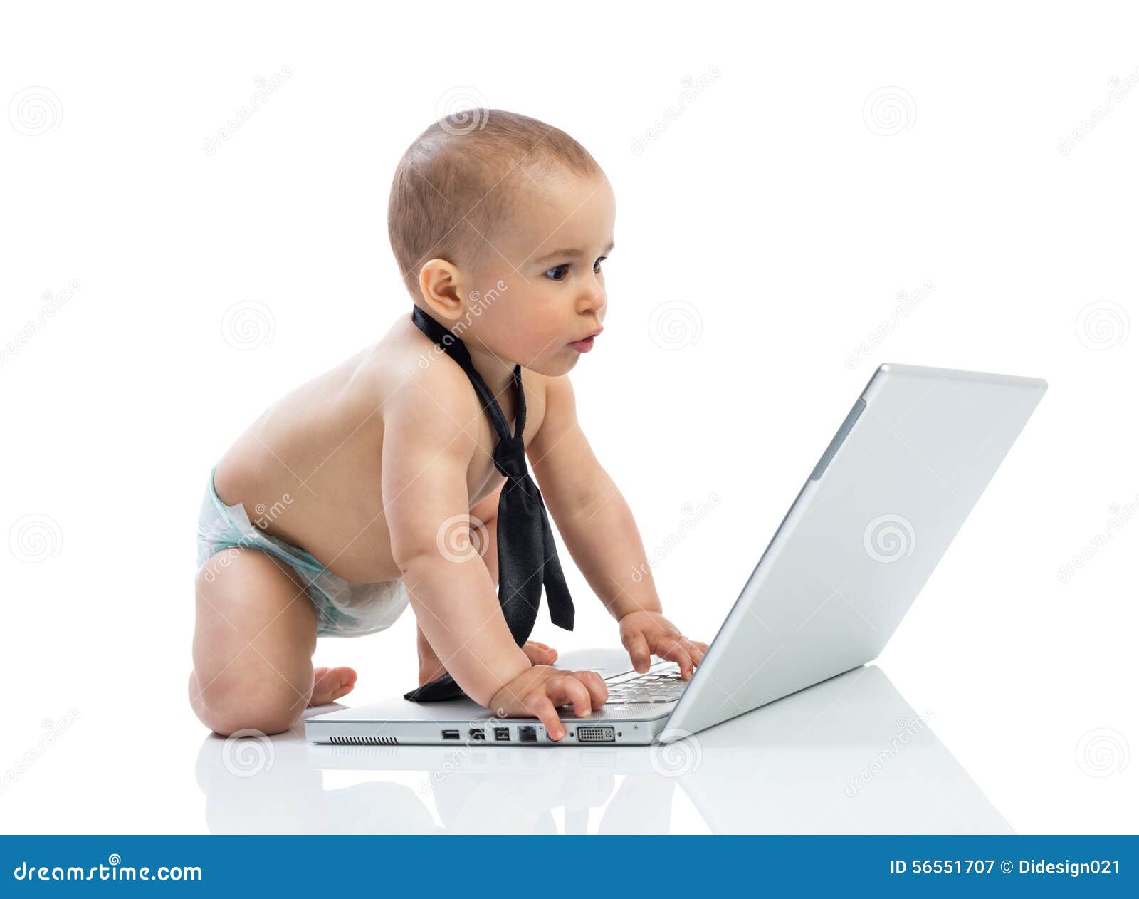 Little Baby Businessman Working on the Computer Stock Image - Image of ...