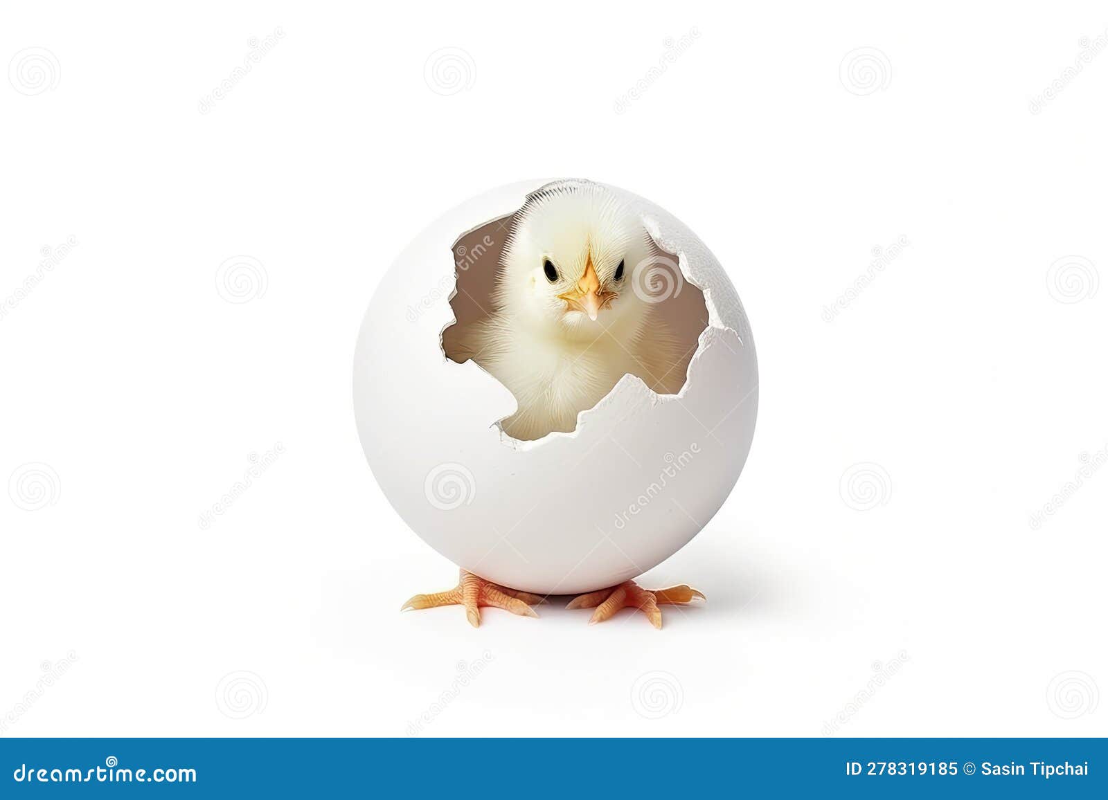 Little Baby Chick Hatching Out of His Egg Stock Illustration ...