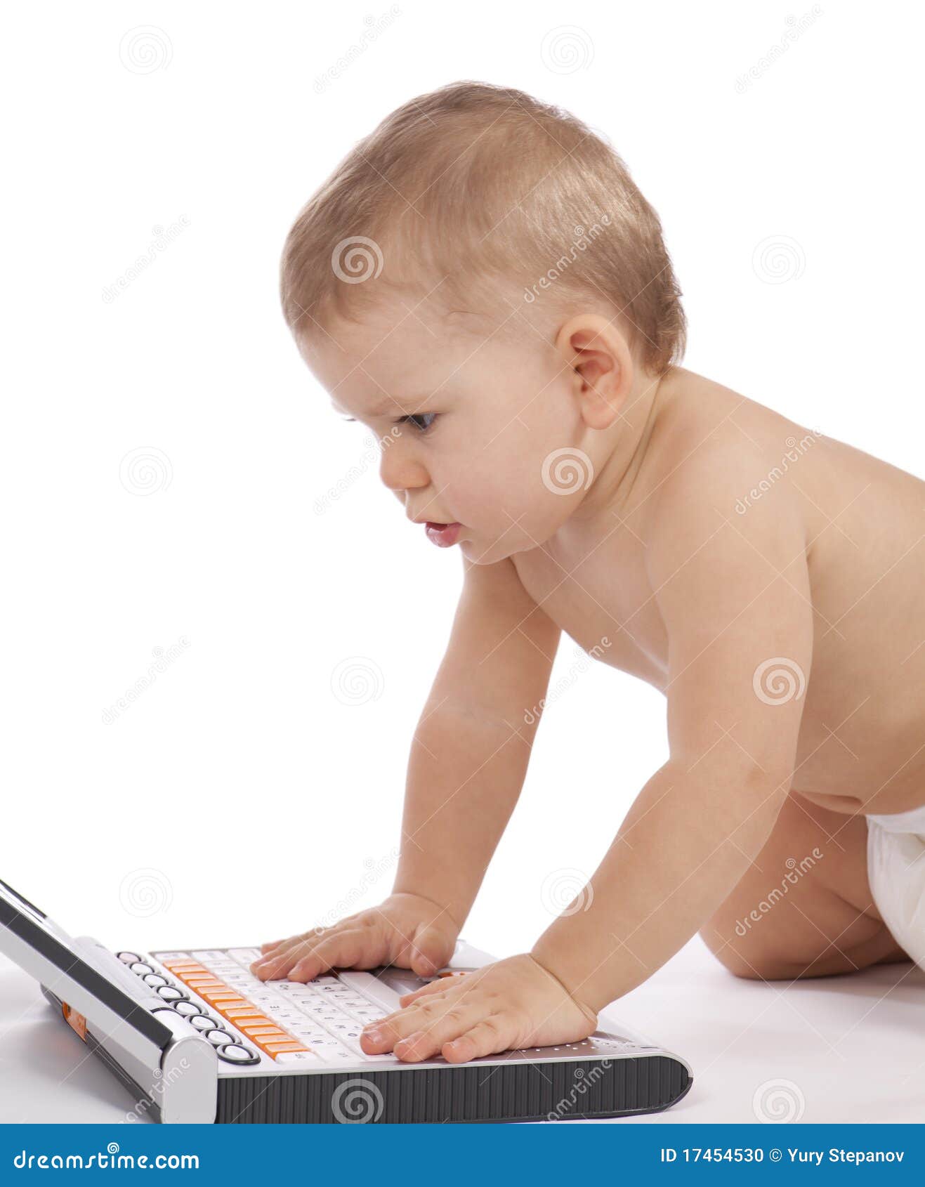 Little baby with computer stock photo. Image of confident - 17454530