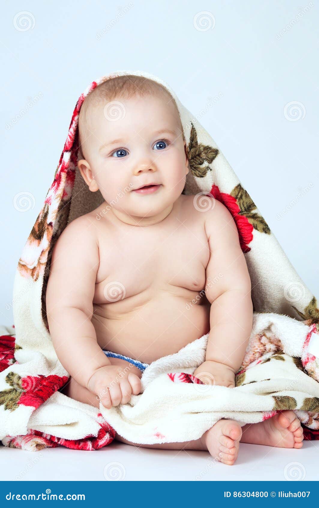 Little Baby Covered with a Bright Blanket Stock Photo - Image of active ...