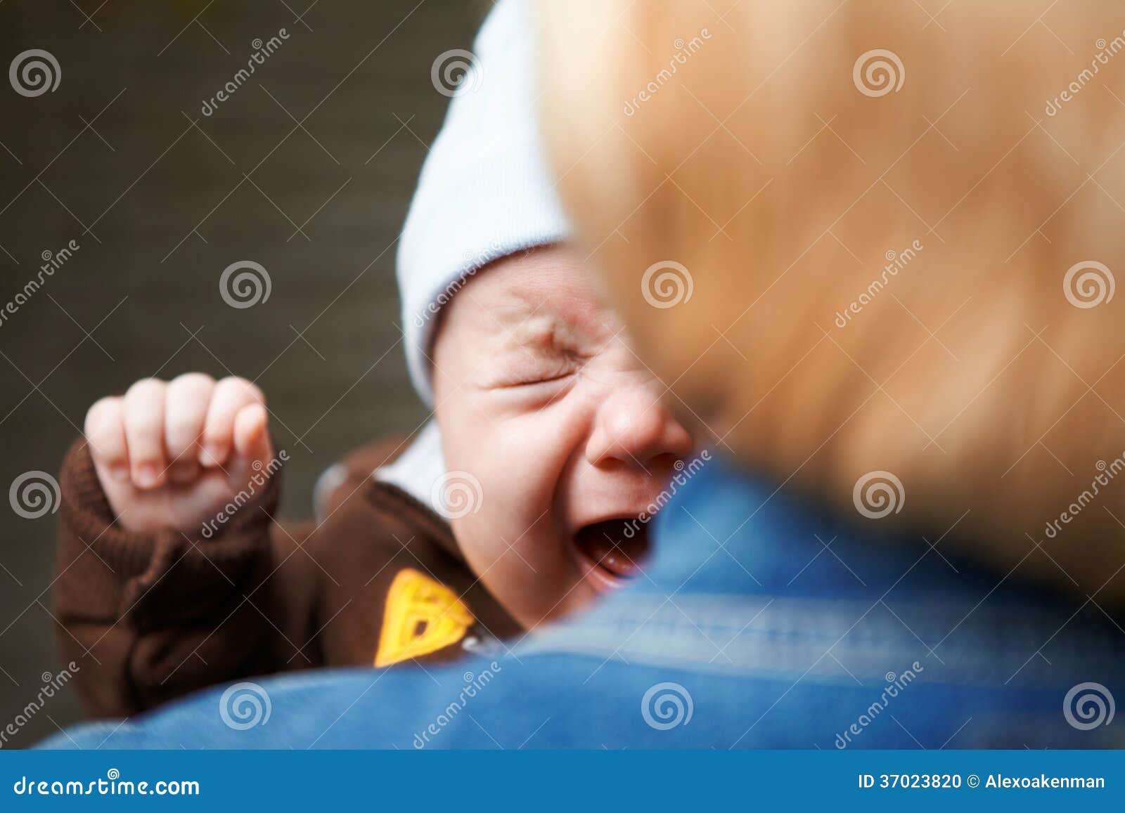 Little baby crying. stock photo. Image of holding, closeup - 37023820