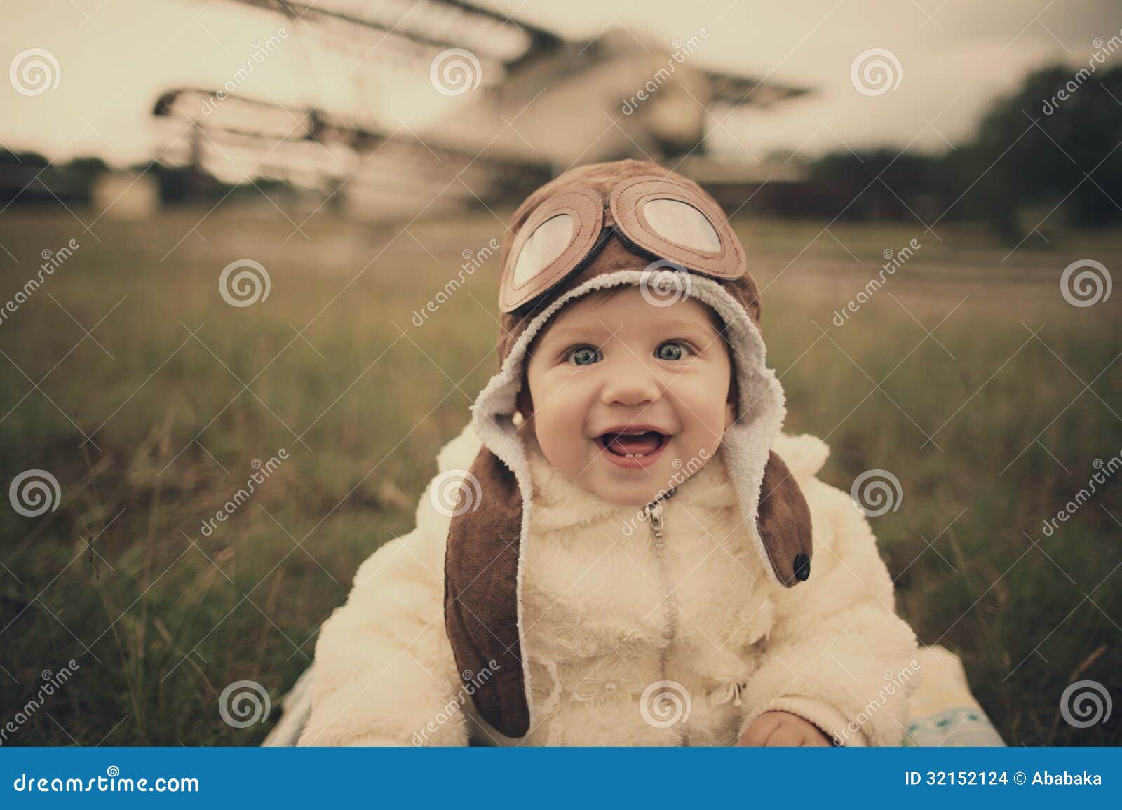 Little Baby Dreaming of Being Pilot Stock Photo - Image of aircraft ...