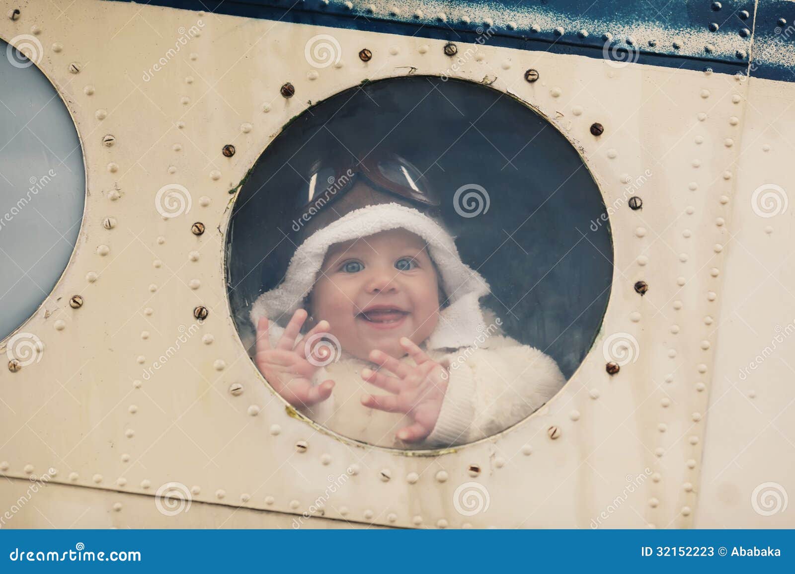 Little Baby Dreaming of Being Pilot Stock Image - Image of caucasian ...