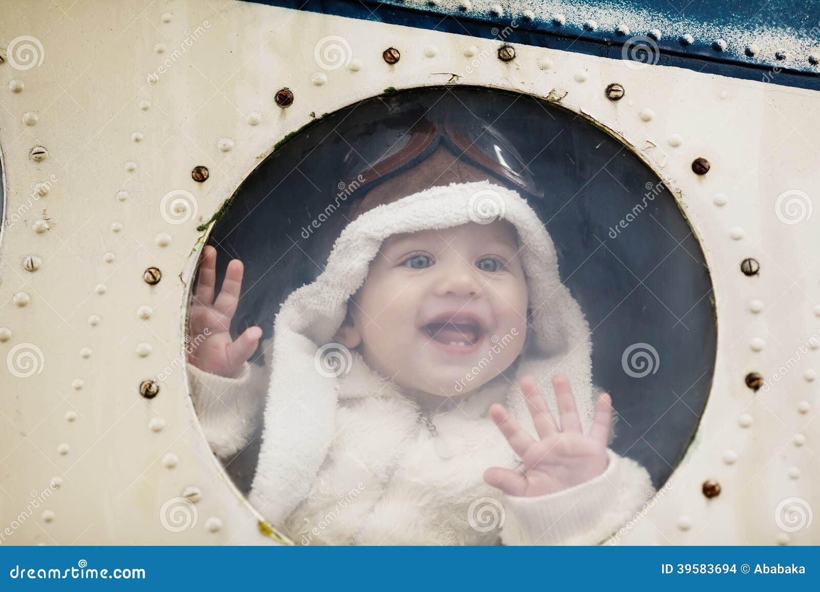 Little Baby Dreaming of Being Pilot Stock Photo - Image of cute, girl ...