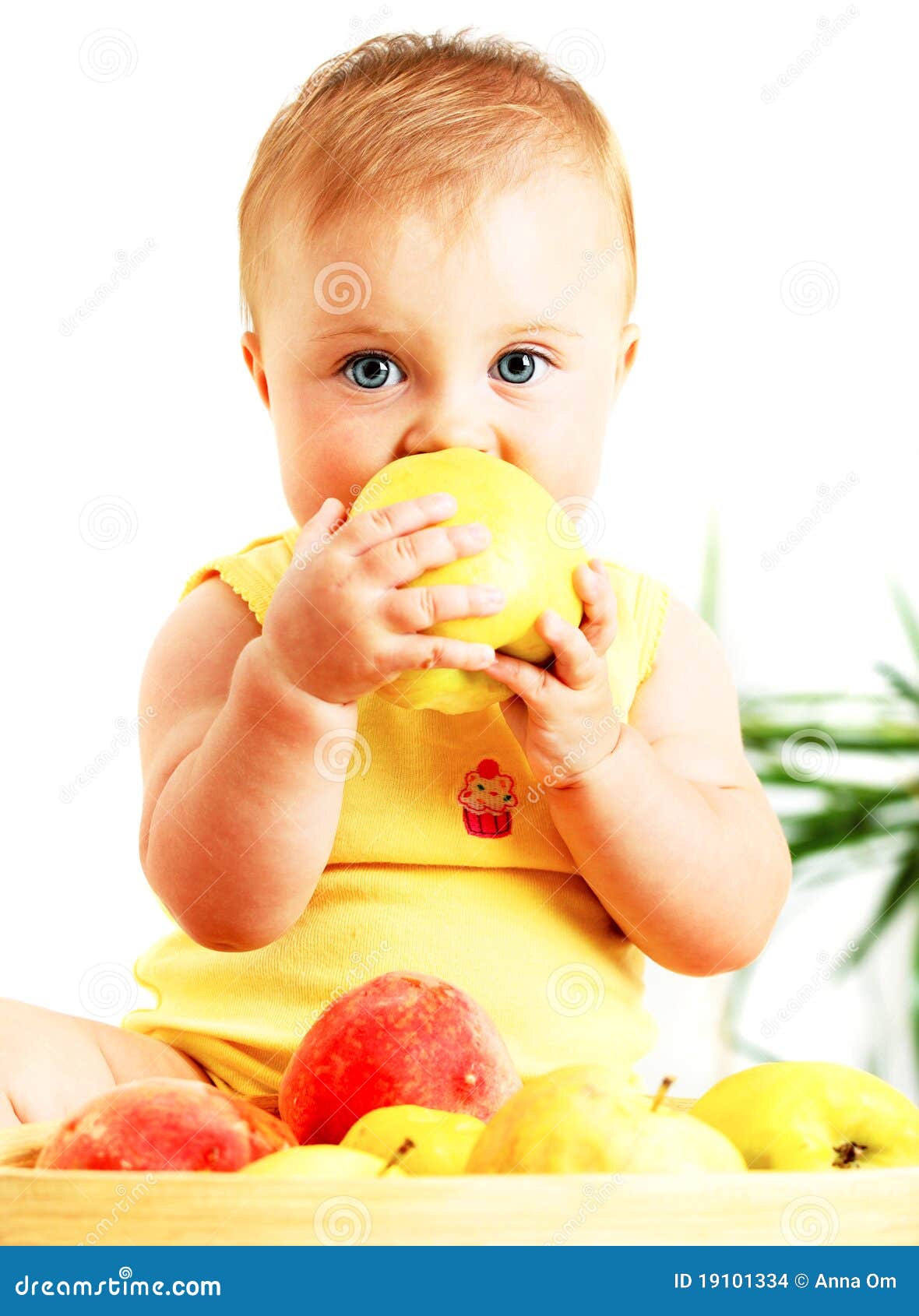 Little baby eating apple stock photo. Image of concept - 19101334