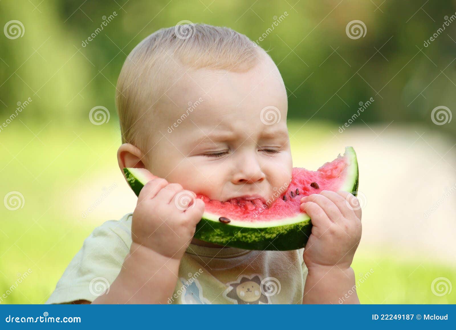Little Baby Eating Watermelon Stock Image - Image of baby, park: 22249187
