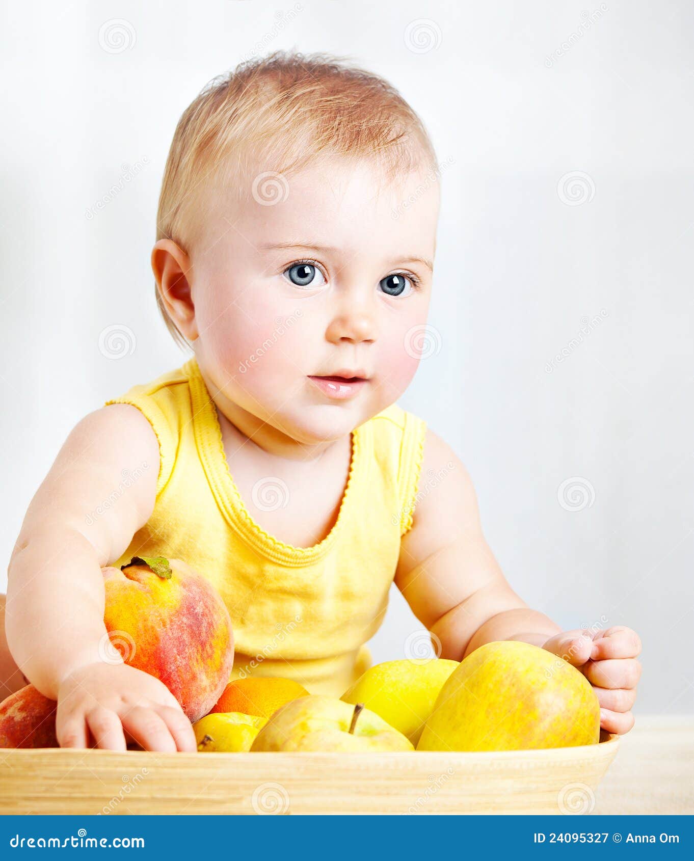 Little baby with fruits stock image. Image of apple, baby - 24095327