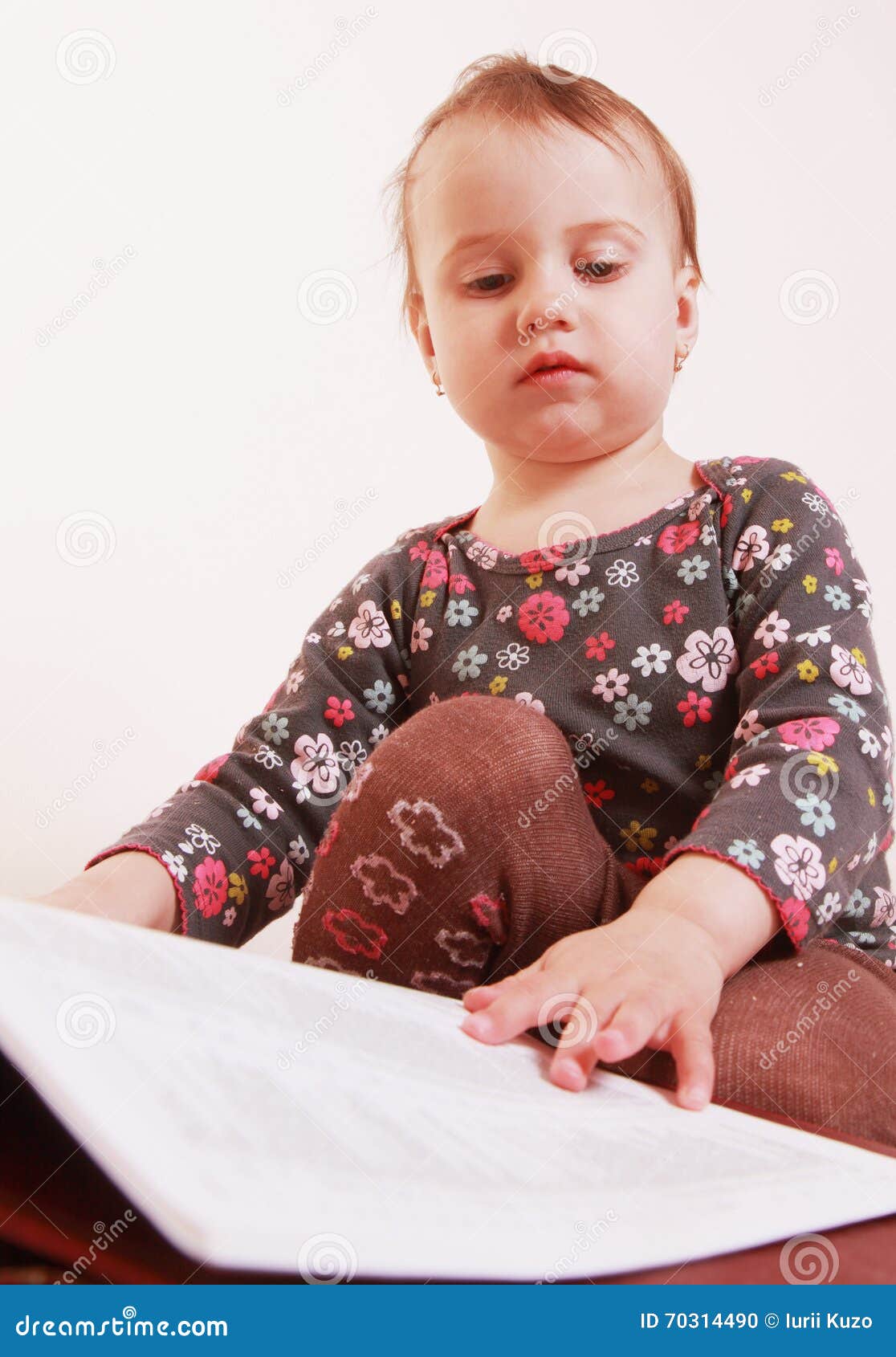 Little Baby Girl Reading a Book (development, Education) Stock Photo ...