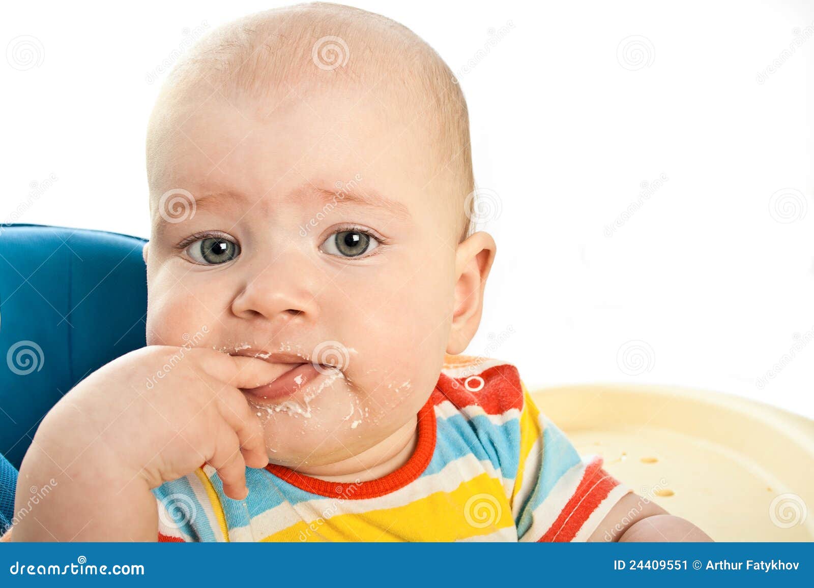 Little Baby Girl is Sitting at the Table Stock Image - Image of ...