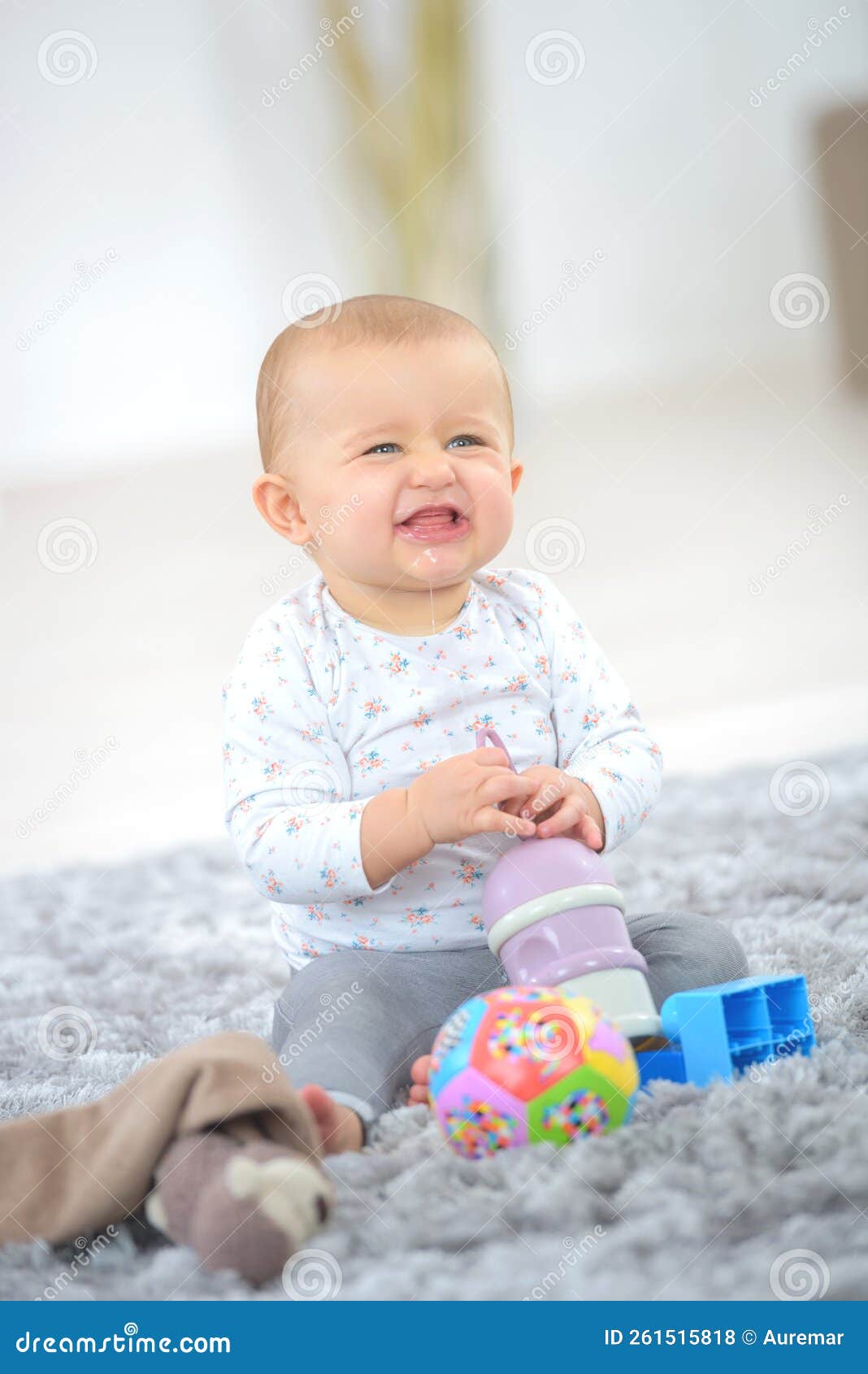 Little baby at home stock photo. Image of expression - 261515818