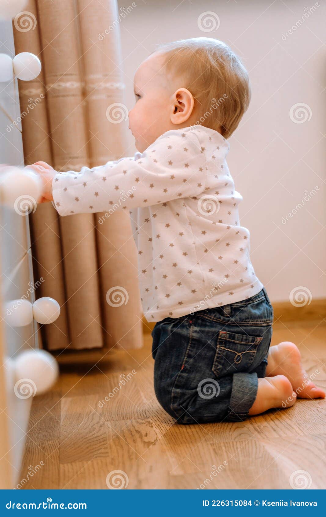 Little Baby at Home in Bright Bedroom Stock Photo - Image of mother ...