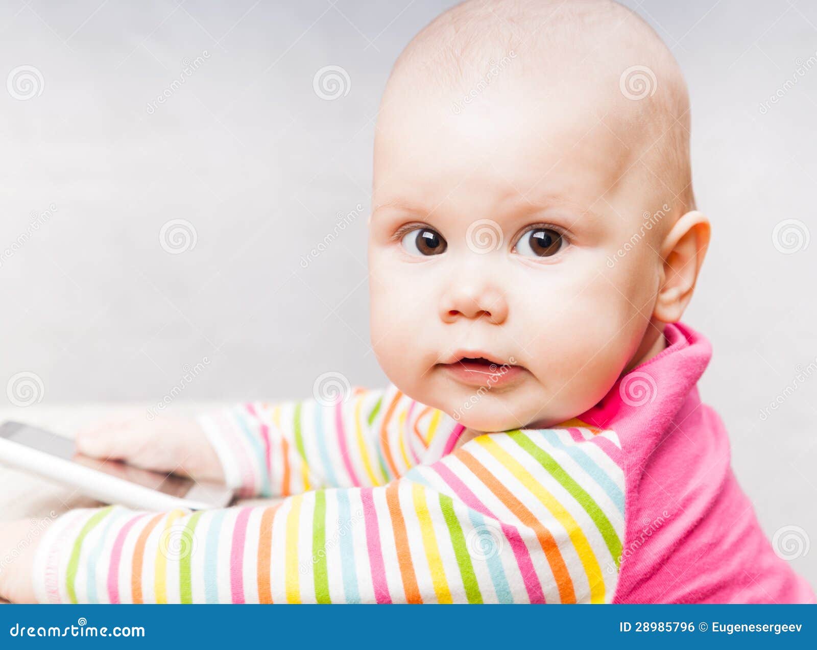 Little Baby with Mobile Phone Stock Photo - Image of cheerful, adorable ...