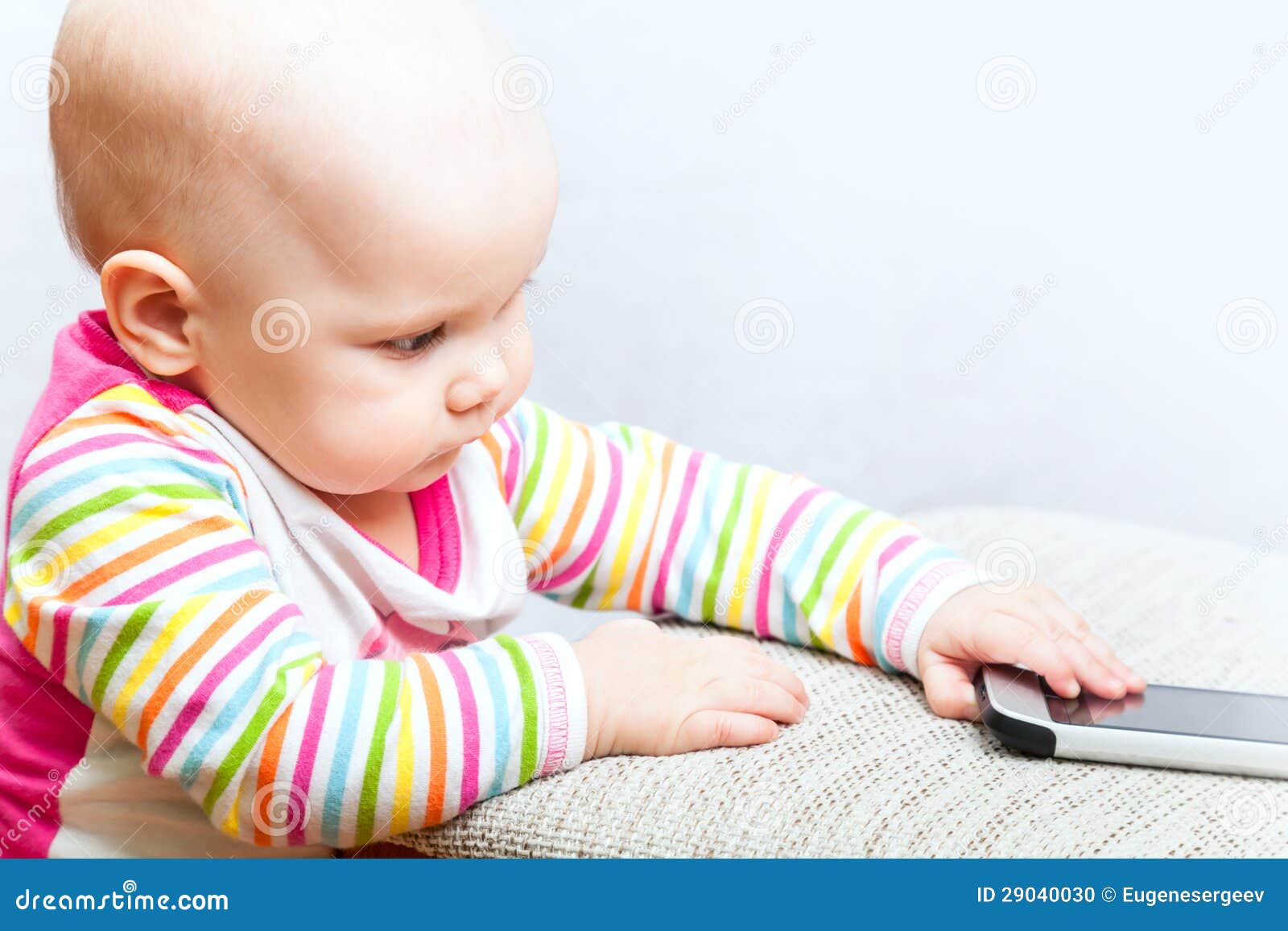 Little Baby with Mobile Phone Stock Photo - Image of beautiful, casual ...