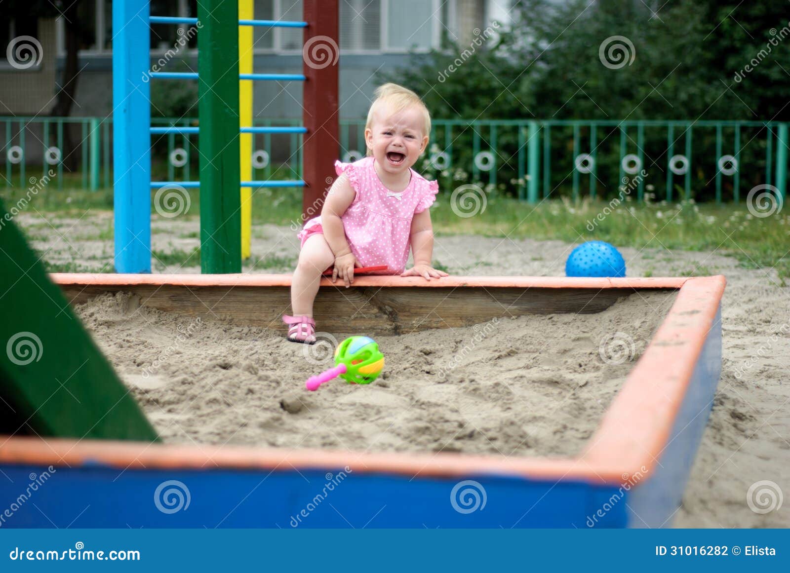 Little Baby Play in the Sand Box Stock Photo - Image of heat, play ...