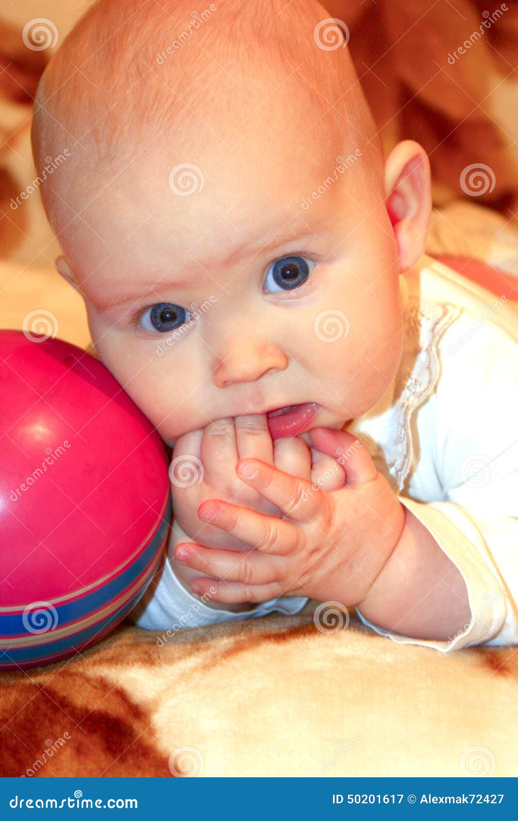 Little Baby Playing with Ball Stock Image - Image of peace, attractive ...