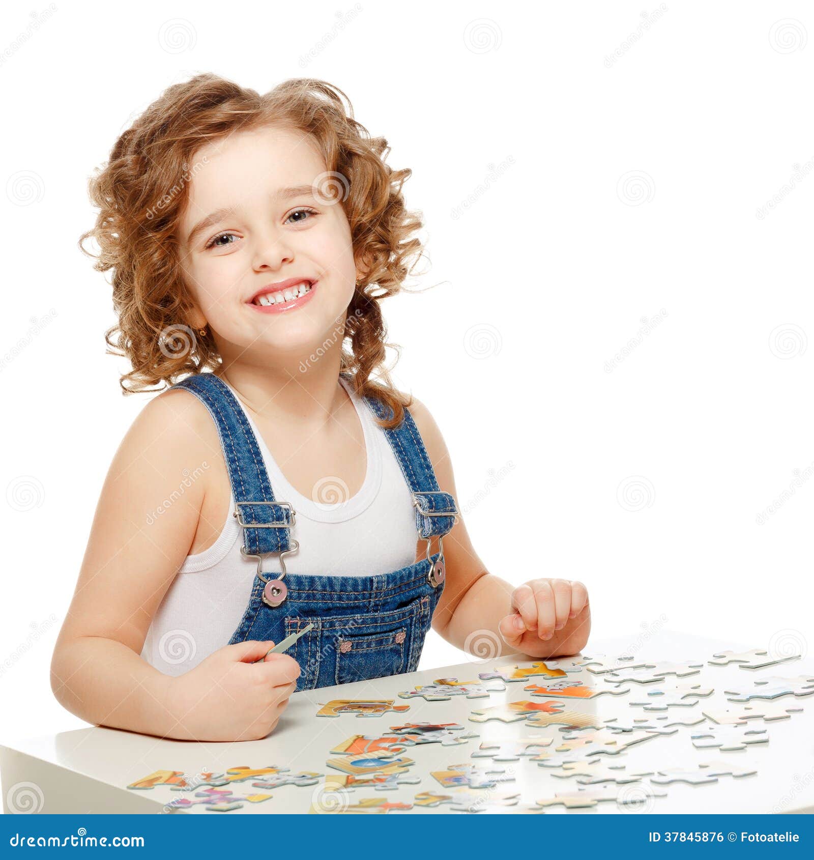 Little Baby Playing in the Puzzle. Stock Photo - Image of cute, white ...