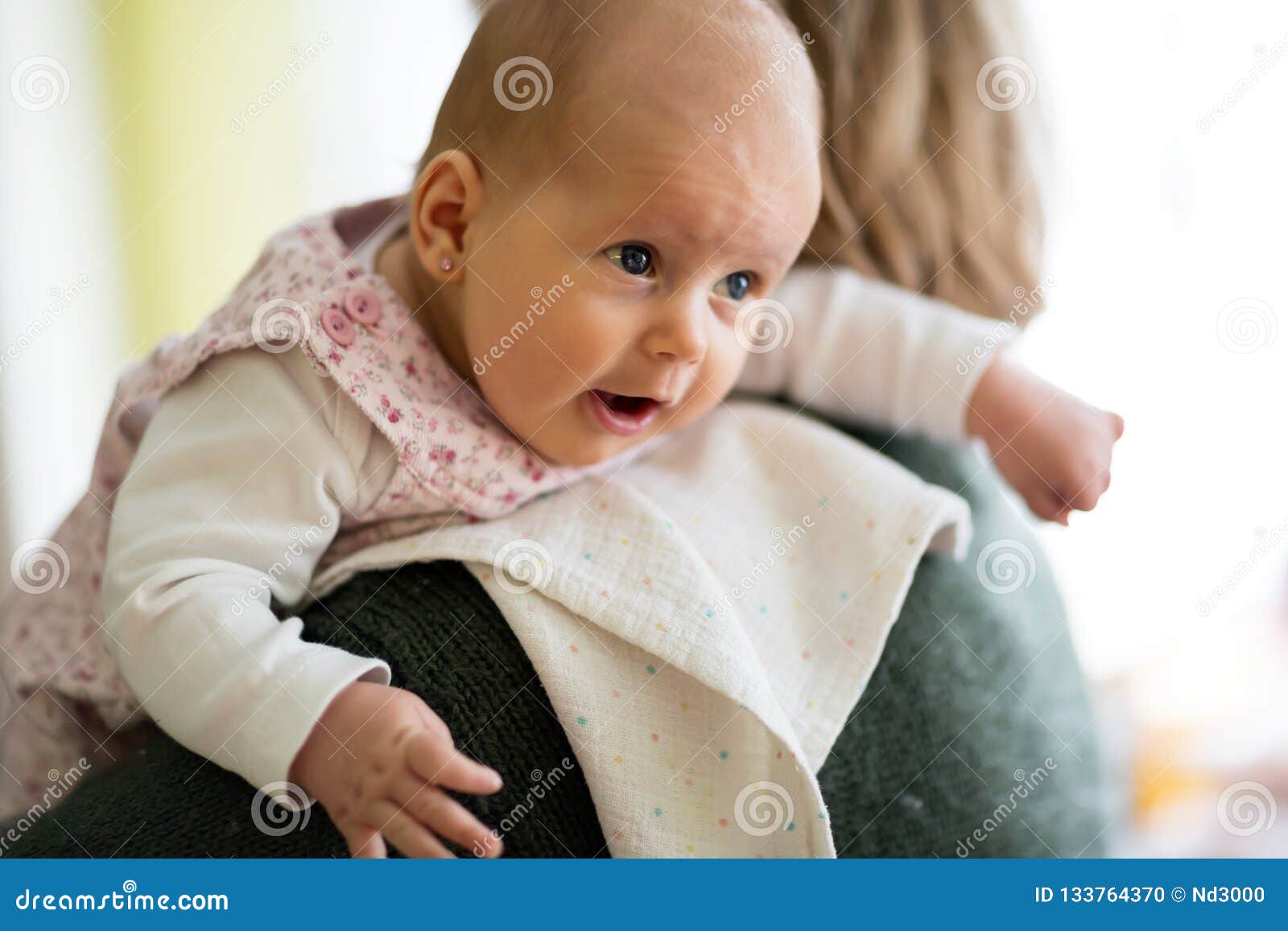 Little Baby Raising Head at 2 Months Stock Photo - Image of women ...