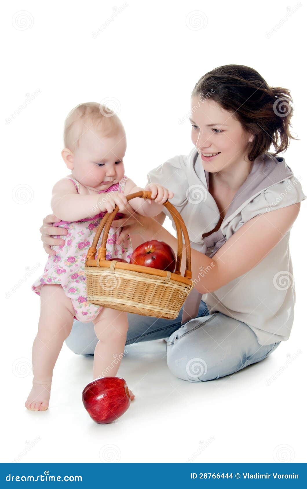 The Little Baby with Red Apples Stock Photo - Image of baby, beautiful ...