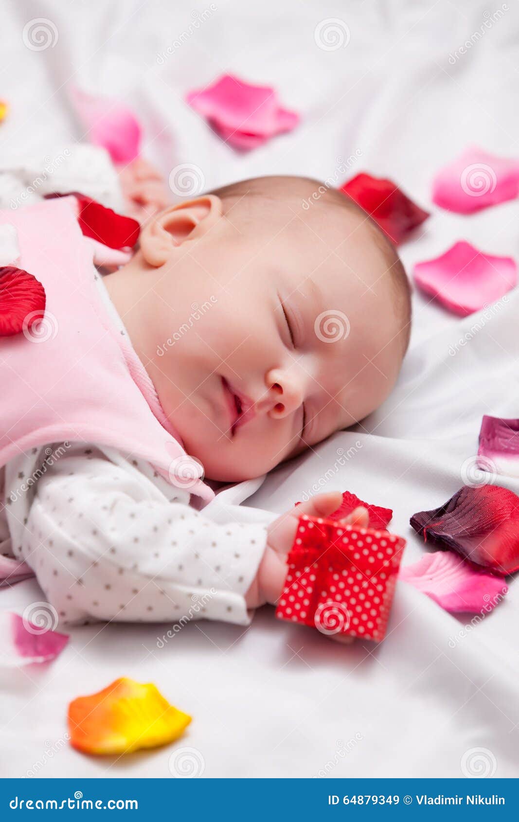 Little Baby with Rose Petals Stock Image - Image of generation ...