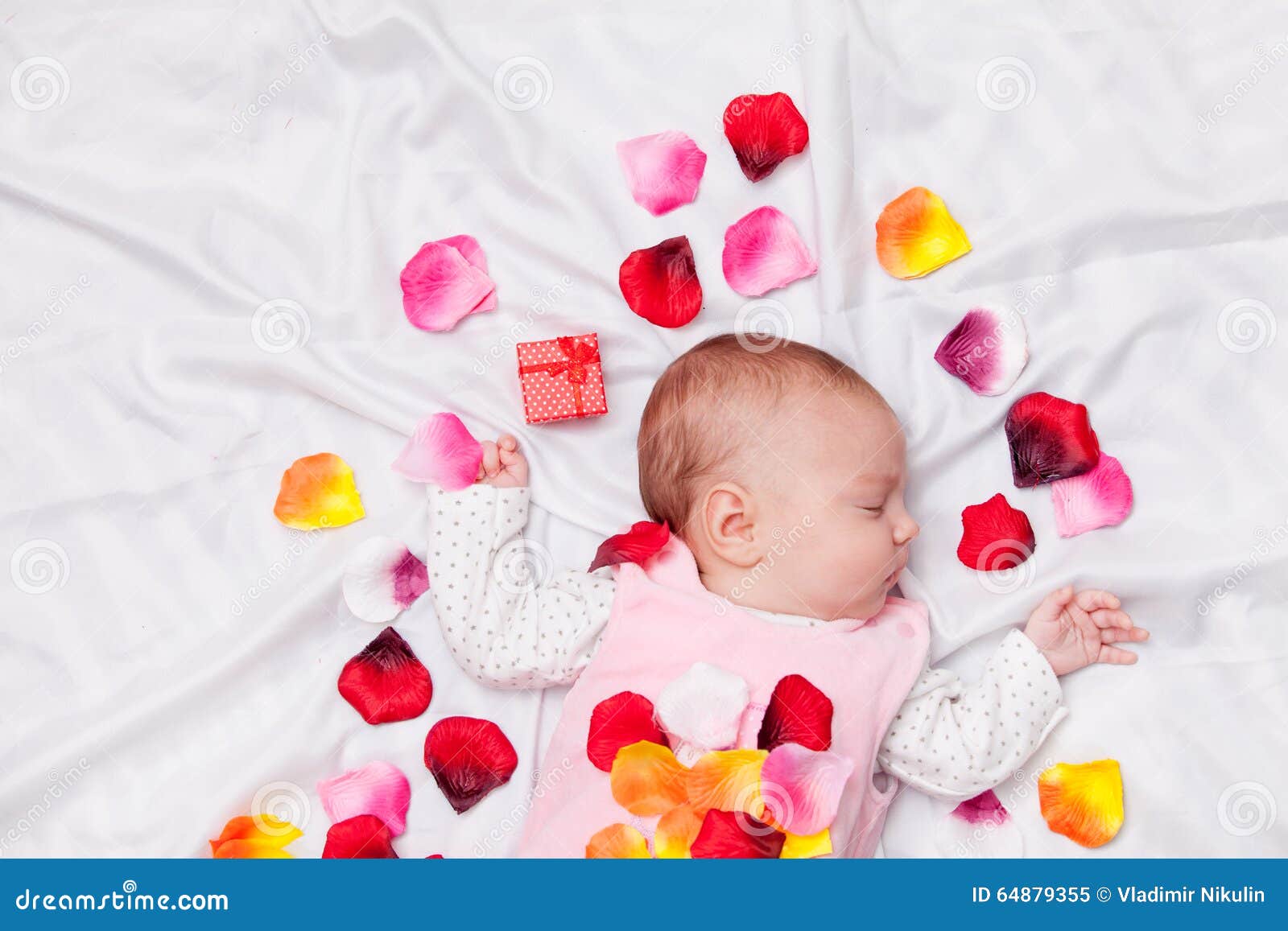 Little Baby with Rose Petals Stock Image - Image of beautiful, cute ...