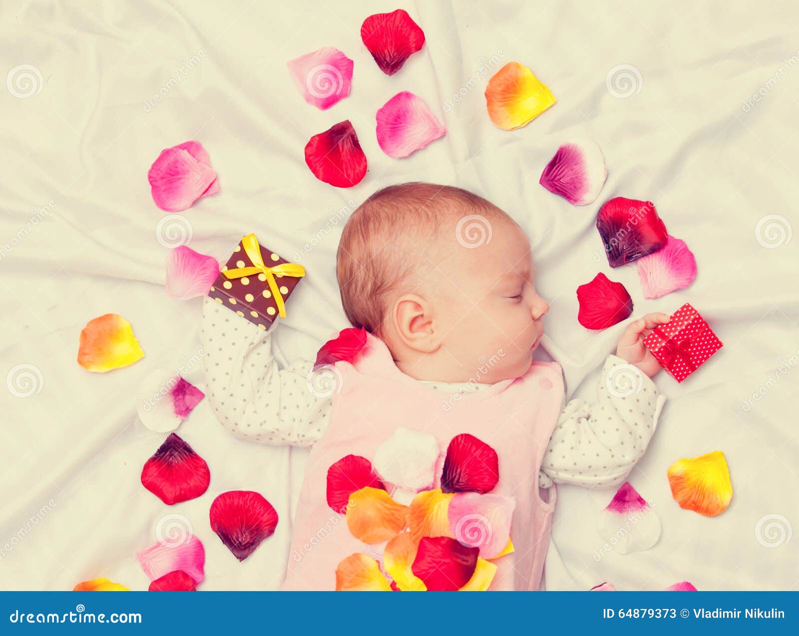 Little Baby with Rose Petals Stock Image - Image of healthy, infant ...