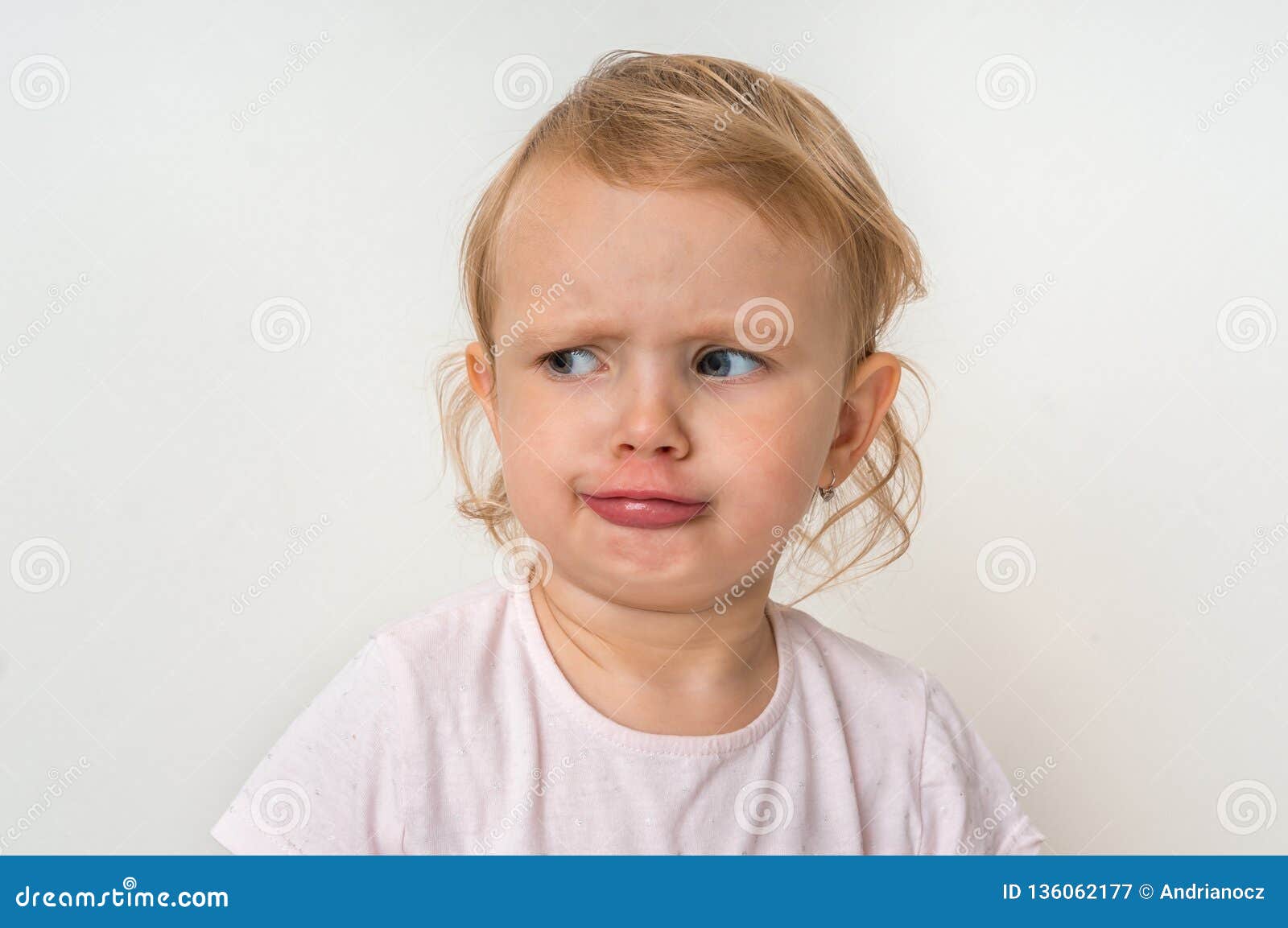 Little Baby with Sad Expression in Face Stock Image - Image of ...