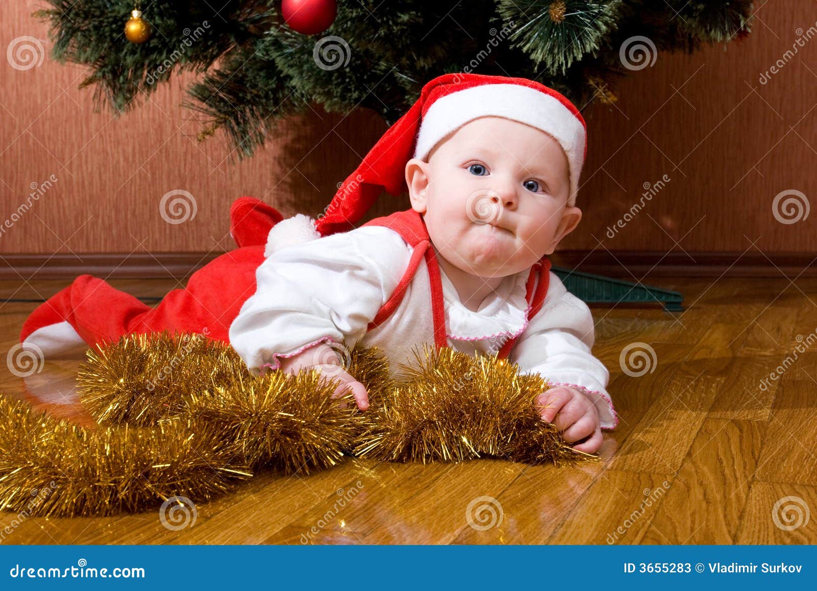 Little Baby Santa with Gifts Stock Image - Image of floor, presents ...
