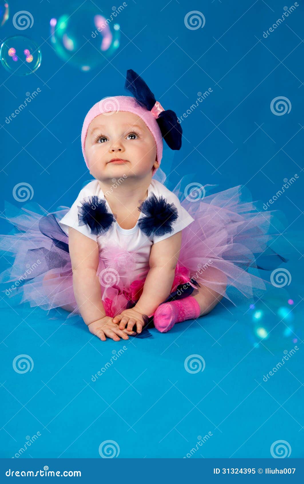 Little Baby and Soap Bubbles Stock Image - Image of funny, background ...