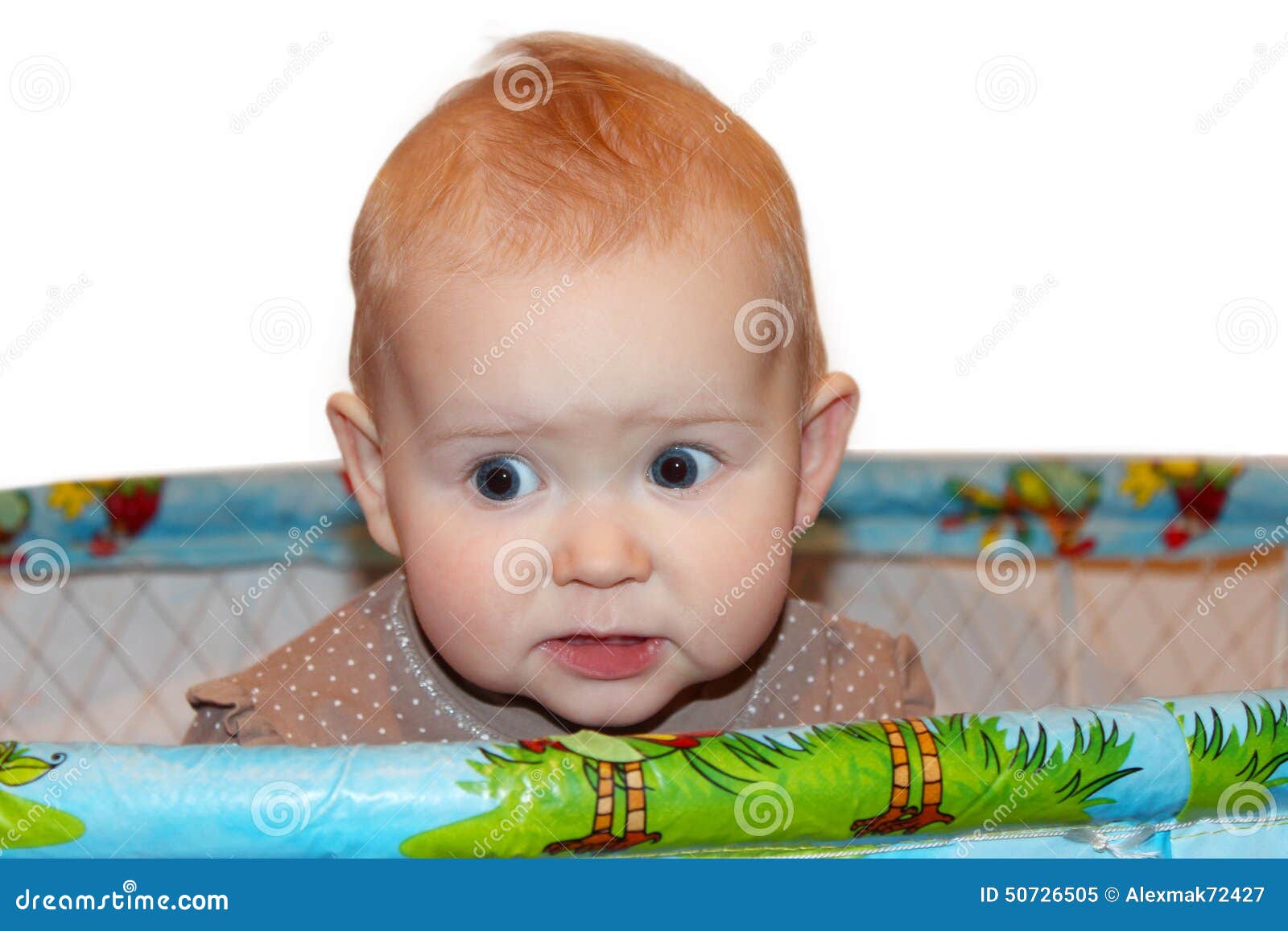 Little Baby Standing in the Playpen in Perplexity Stock Image - Image ...