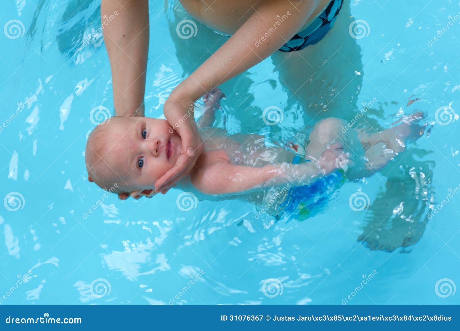 Little Baby Swimming In Water Royalty Free Stock Photography - Image ...