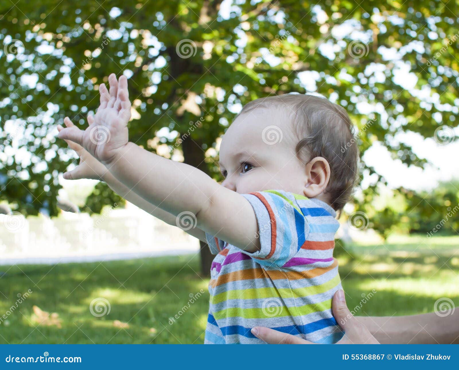 Little baby tent hands up. stock image. Image of emotional - 55368867