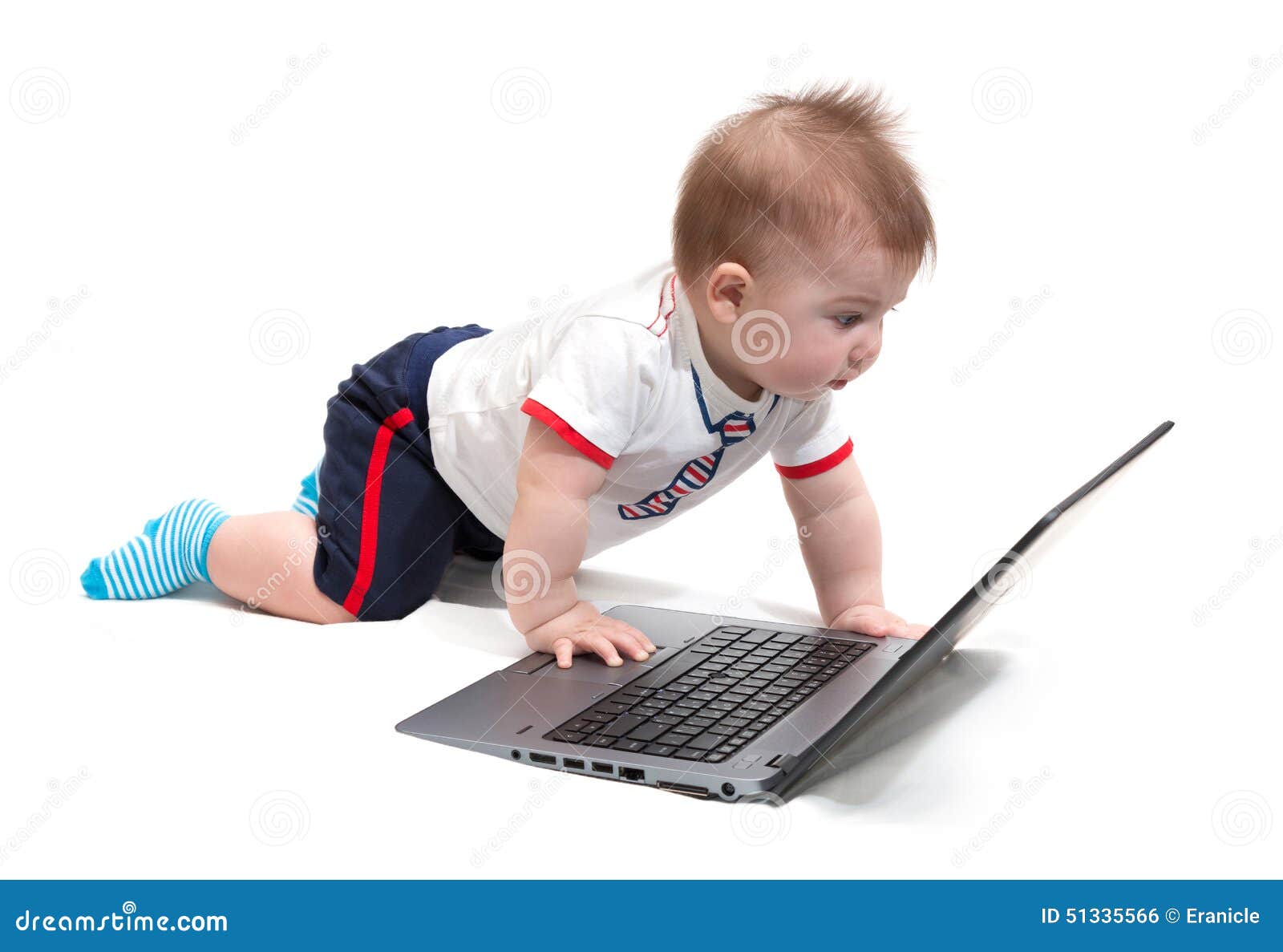 Little baby using laptop stock photo. Image of little - 51335566