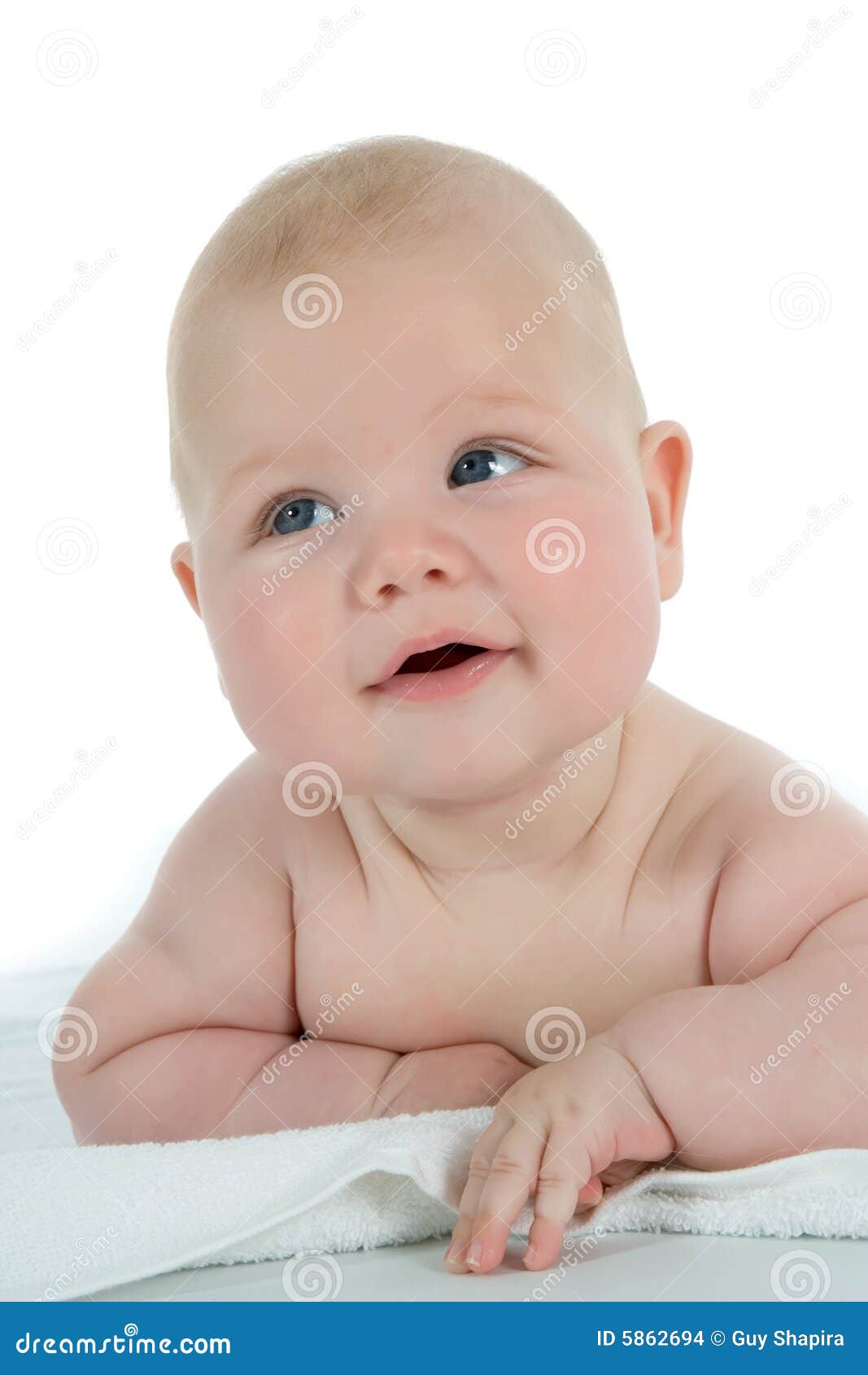 Little Baby on white stock photo. Image of joyful, care - 5862694