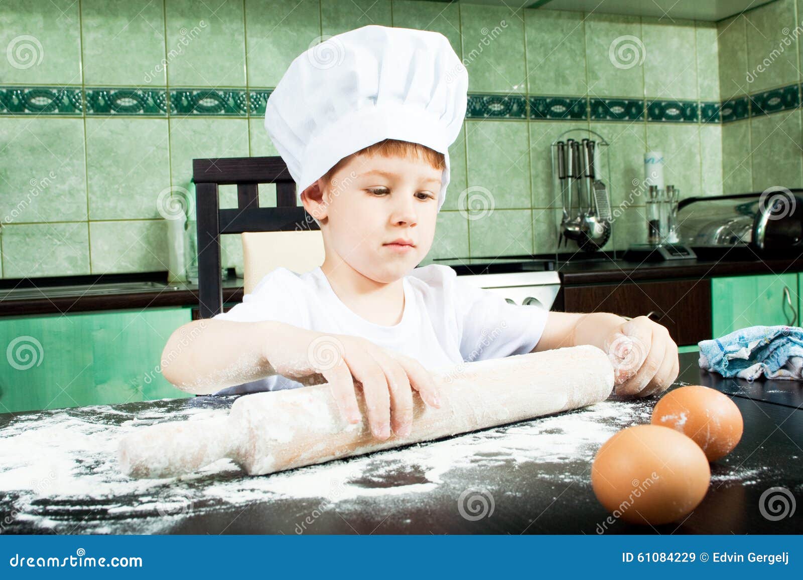 Little baker stock image. Image of game, happy, flour - 61084229