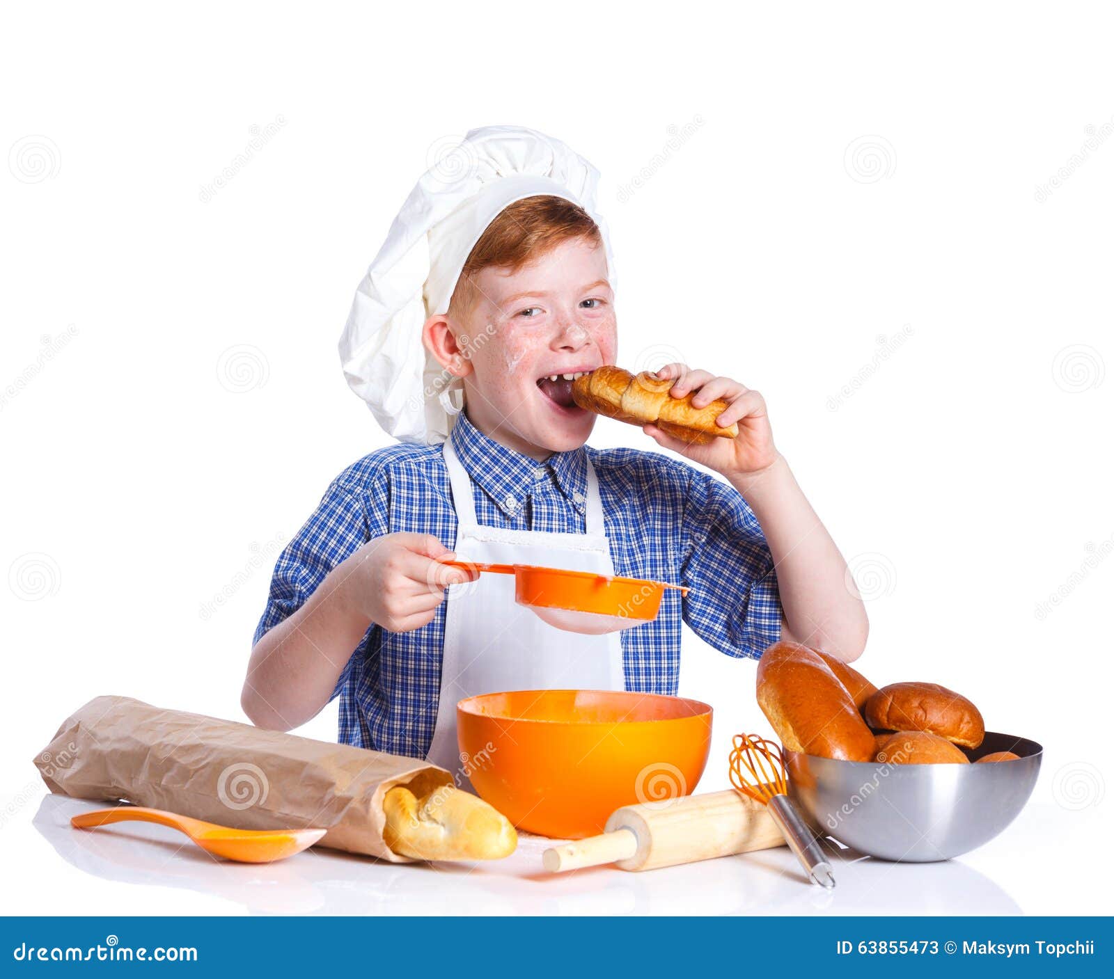 Little baker boy stock image. Image of caucasian, cake - 63855473