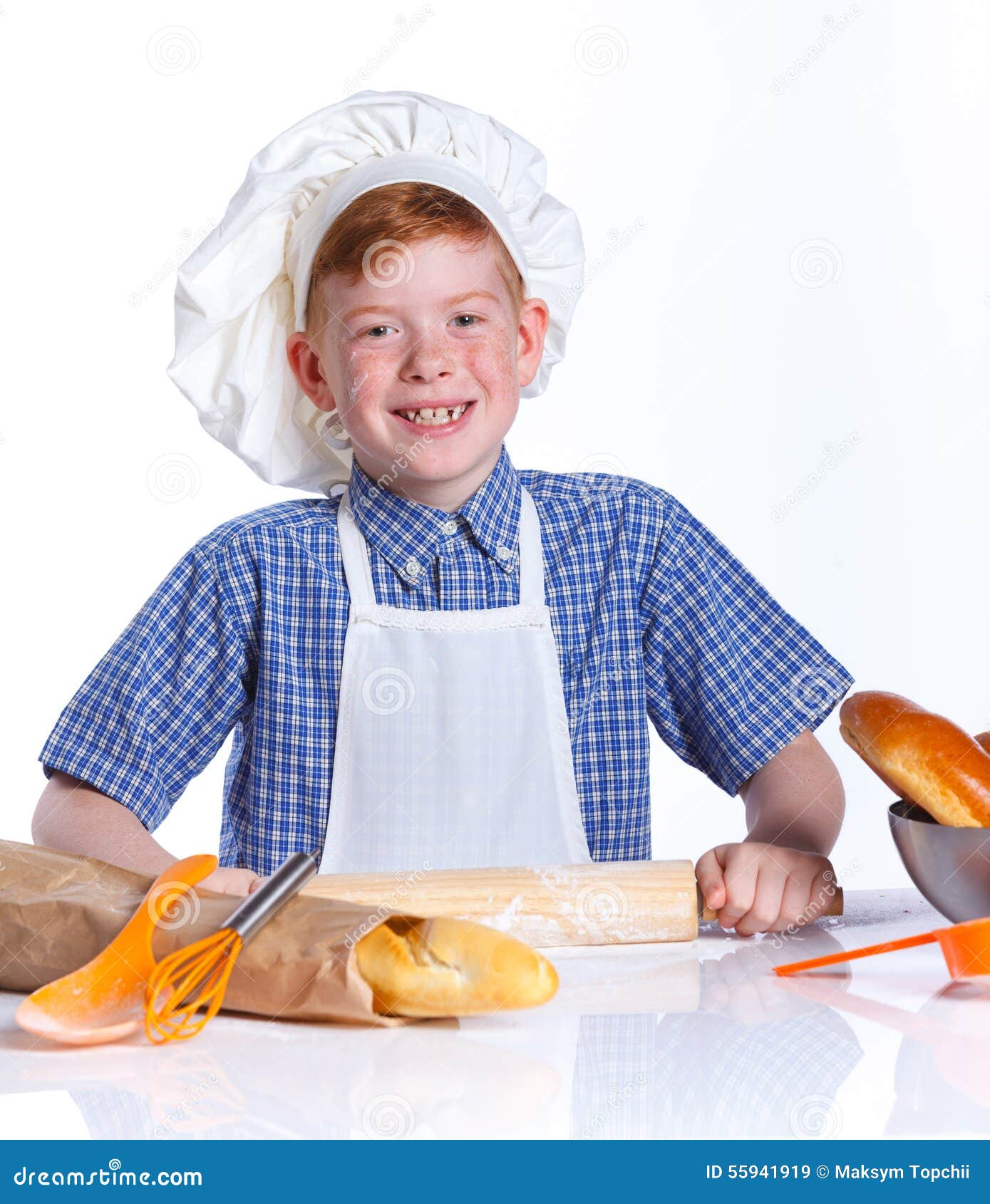 Little baker stock image. Image of childhood, happy, apron - 55941919