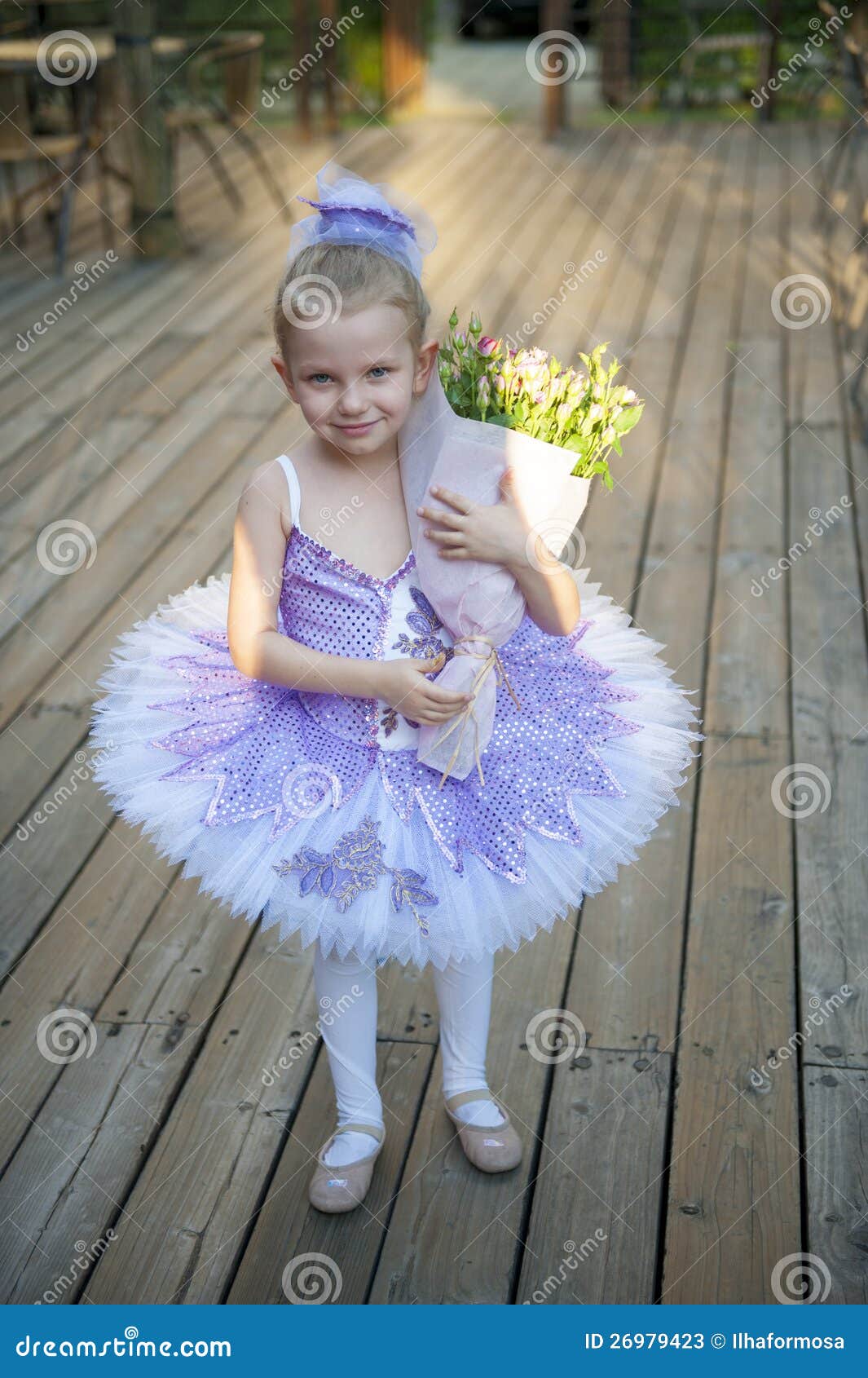 Little Ballerina with Flowers Stock Image - Image of dancer, ballet ...