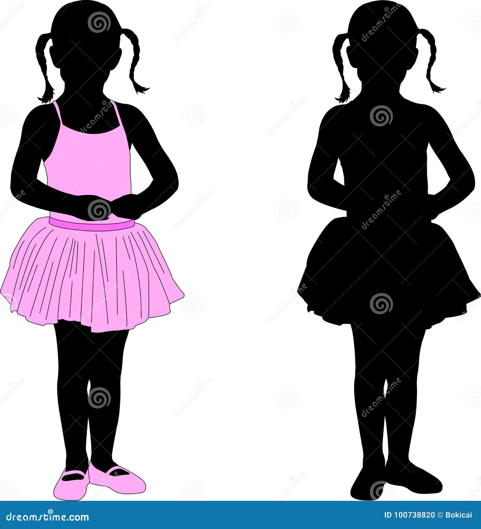 Little Ballerina Posing Silhouette Stock Vector - Illustration of grace, ballerina: 100738820