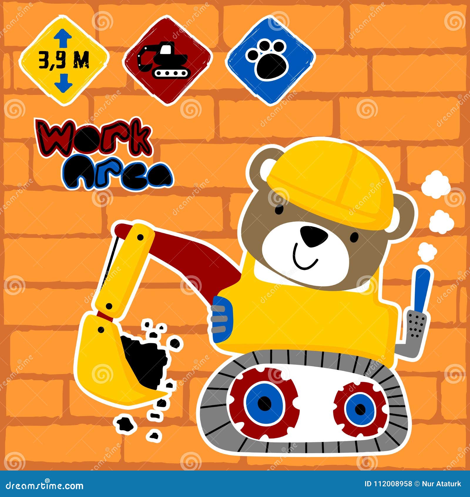 Little Bear Cartoon on Digger Stock Vector - Illustration of cartoon ...