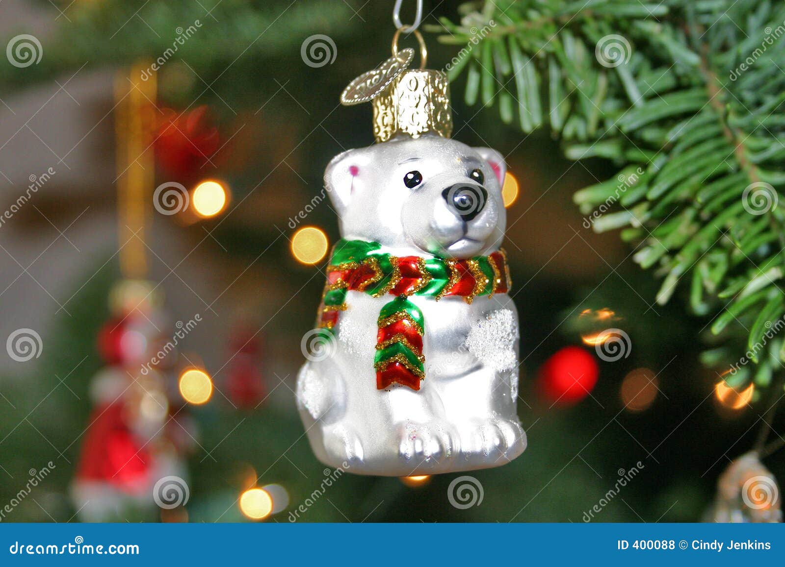 Little Bear on Christmas Tree Stock Photo - Image of design, christmas ...