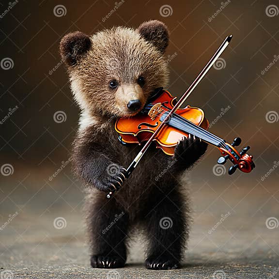 Little Bear Playing the Violin Stock Illustration - Illustration of ...