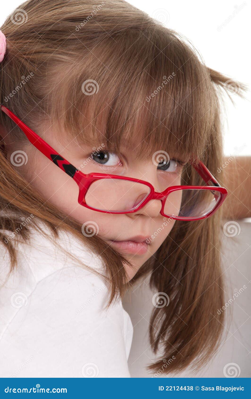 Little Beauty with Red Glasses Stock Photo - Image of adorable, face ...
