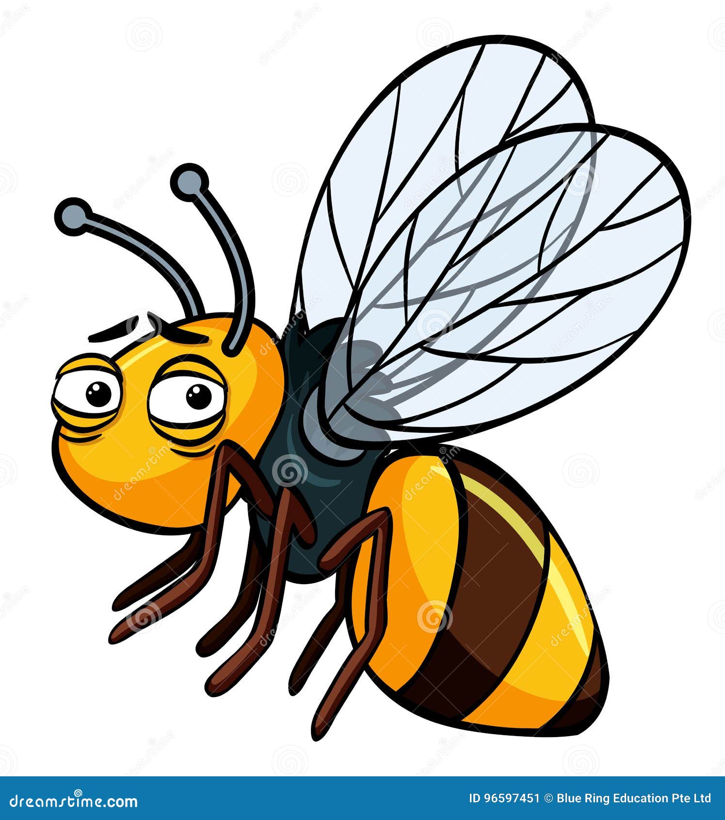 Little bee with sad face stock vector. Illustration of clipart - 96597451